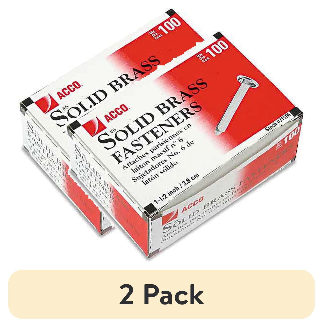 (2 pack) ACCO Brass Prong Paper File Fasteners, 1-1/2", 100-Pack ...