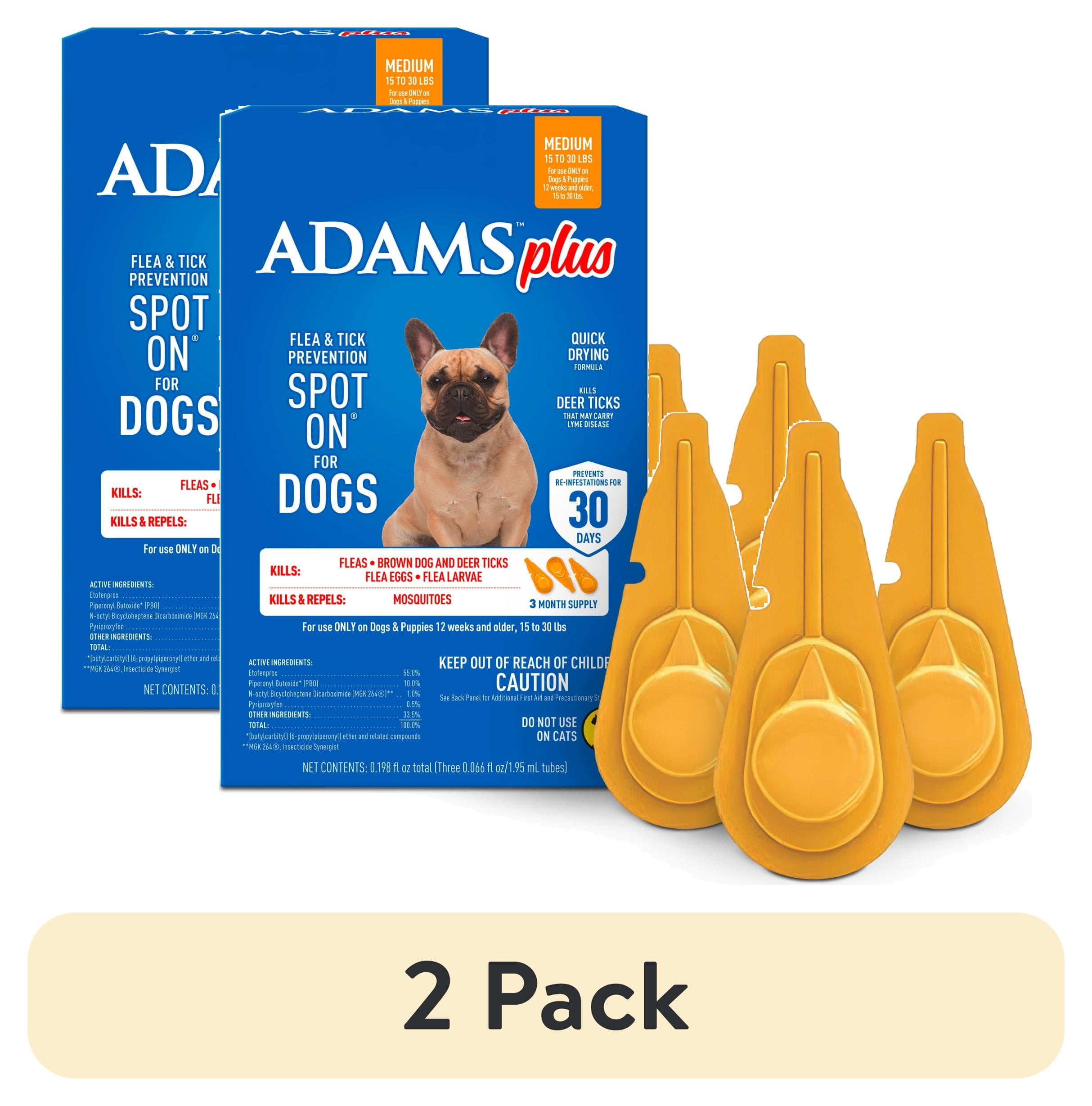(2 pack) ADAMS Plus Flea & Tick Prevention Spot On for Dogs, Medium ...