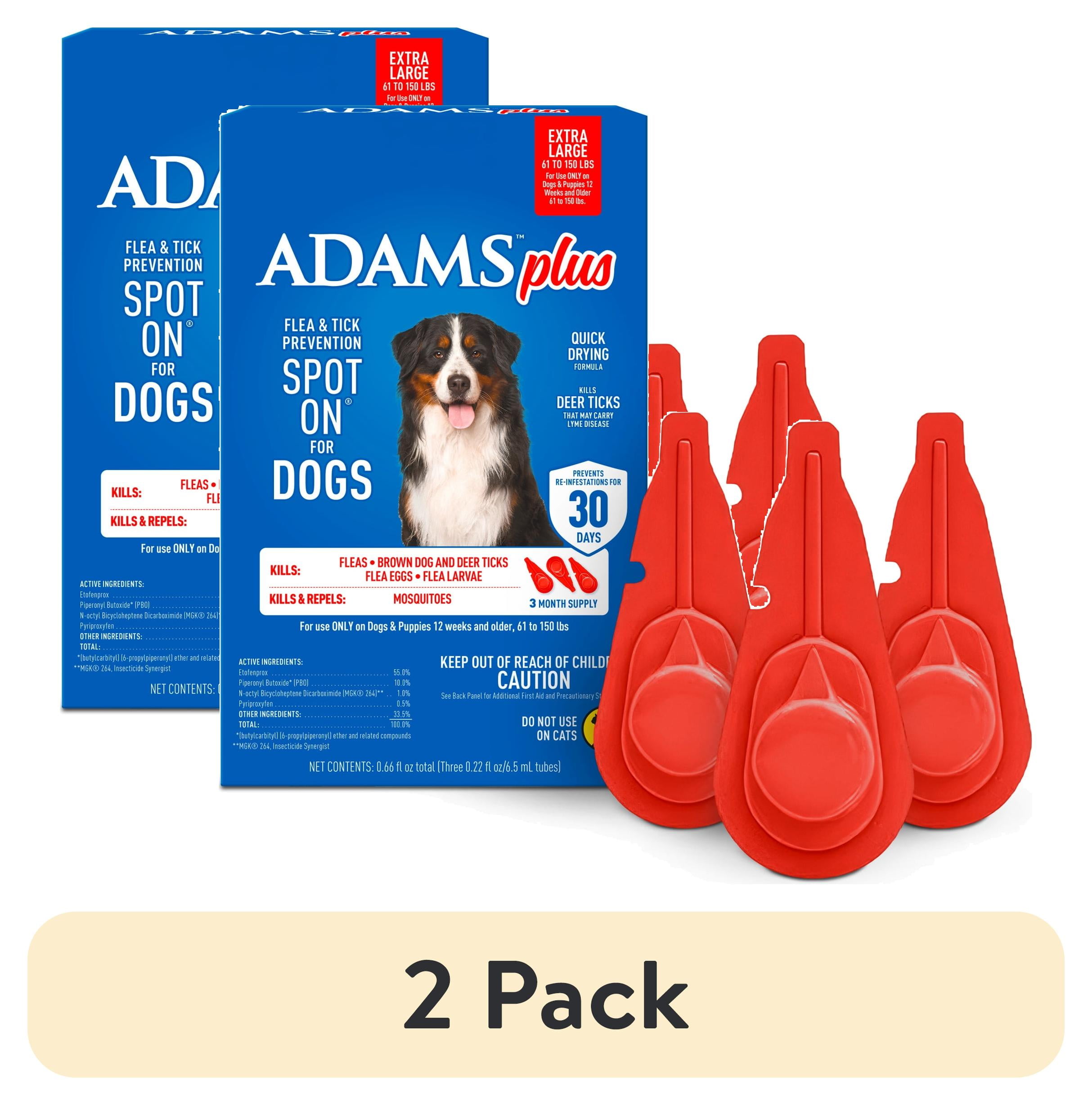 (2 pack) ADAMS Plus Flea & Tick Prevention Spot On for Dogs, Extra ...