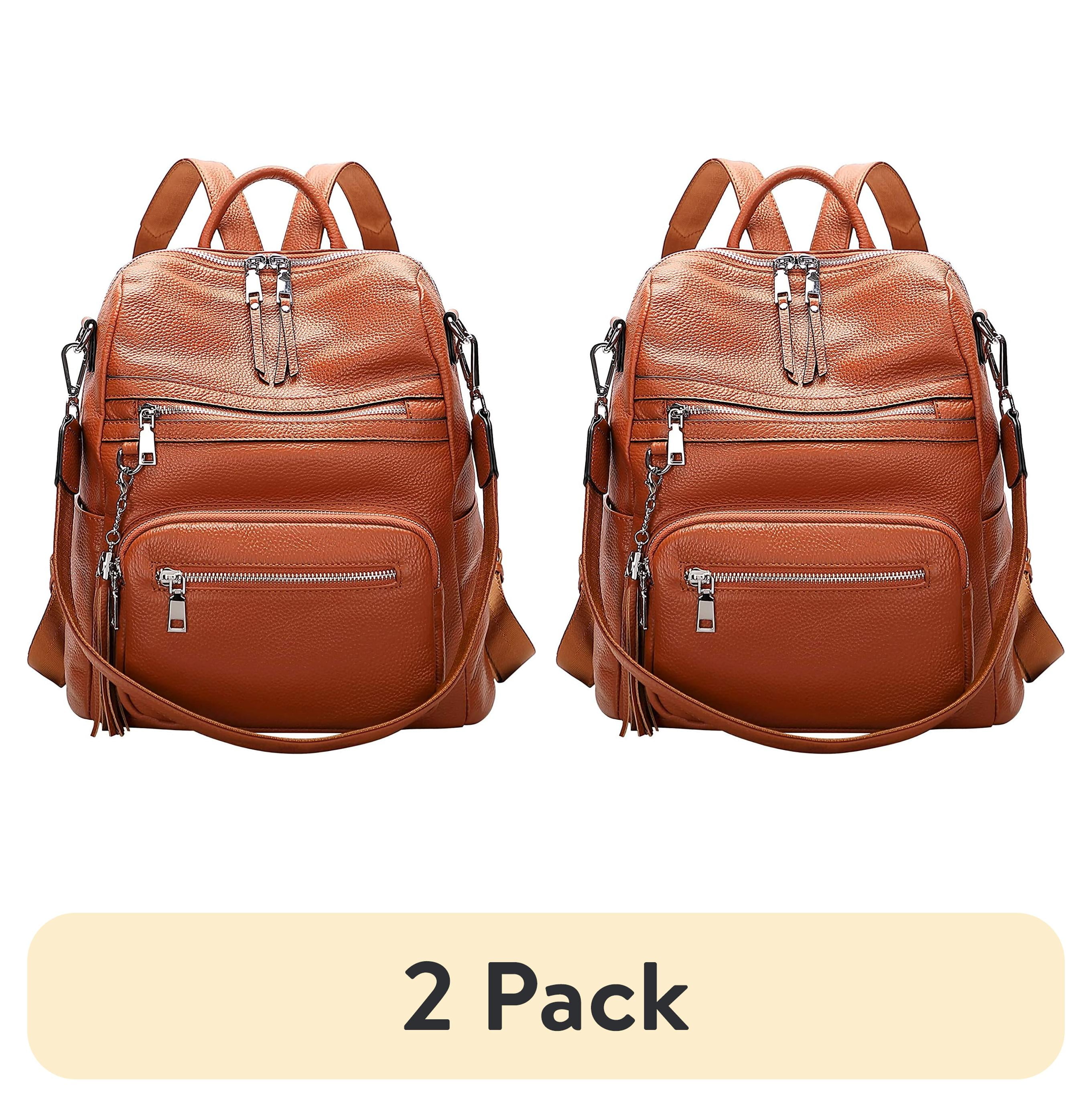 (2 pack) ALTOSY Genuine Leather Backpack Purse for Women Large Casual ...