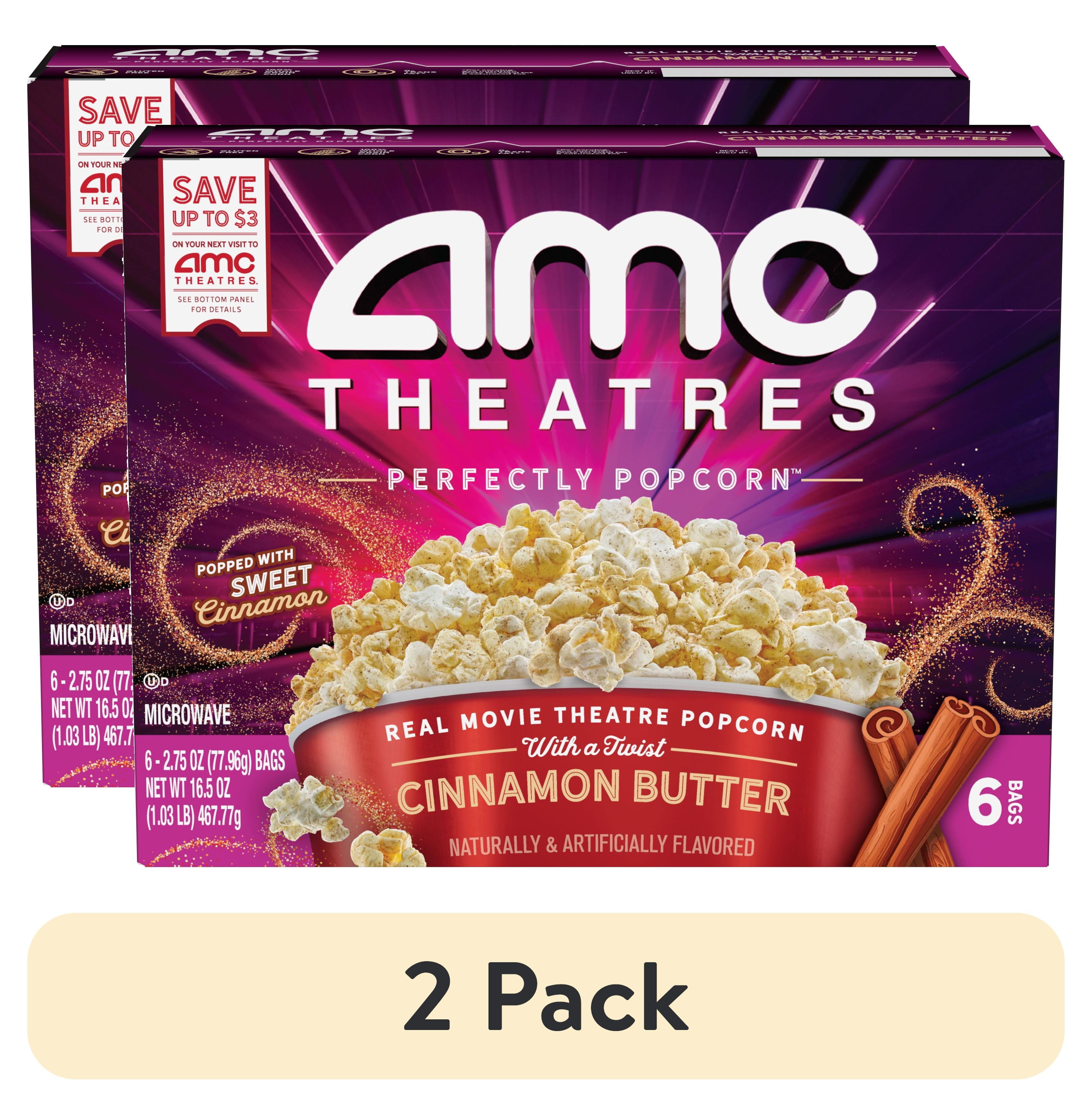 (2 pack) AMC Theatres Microwave Popcorn 6ct, Cinnamon Butter, contains ...