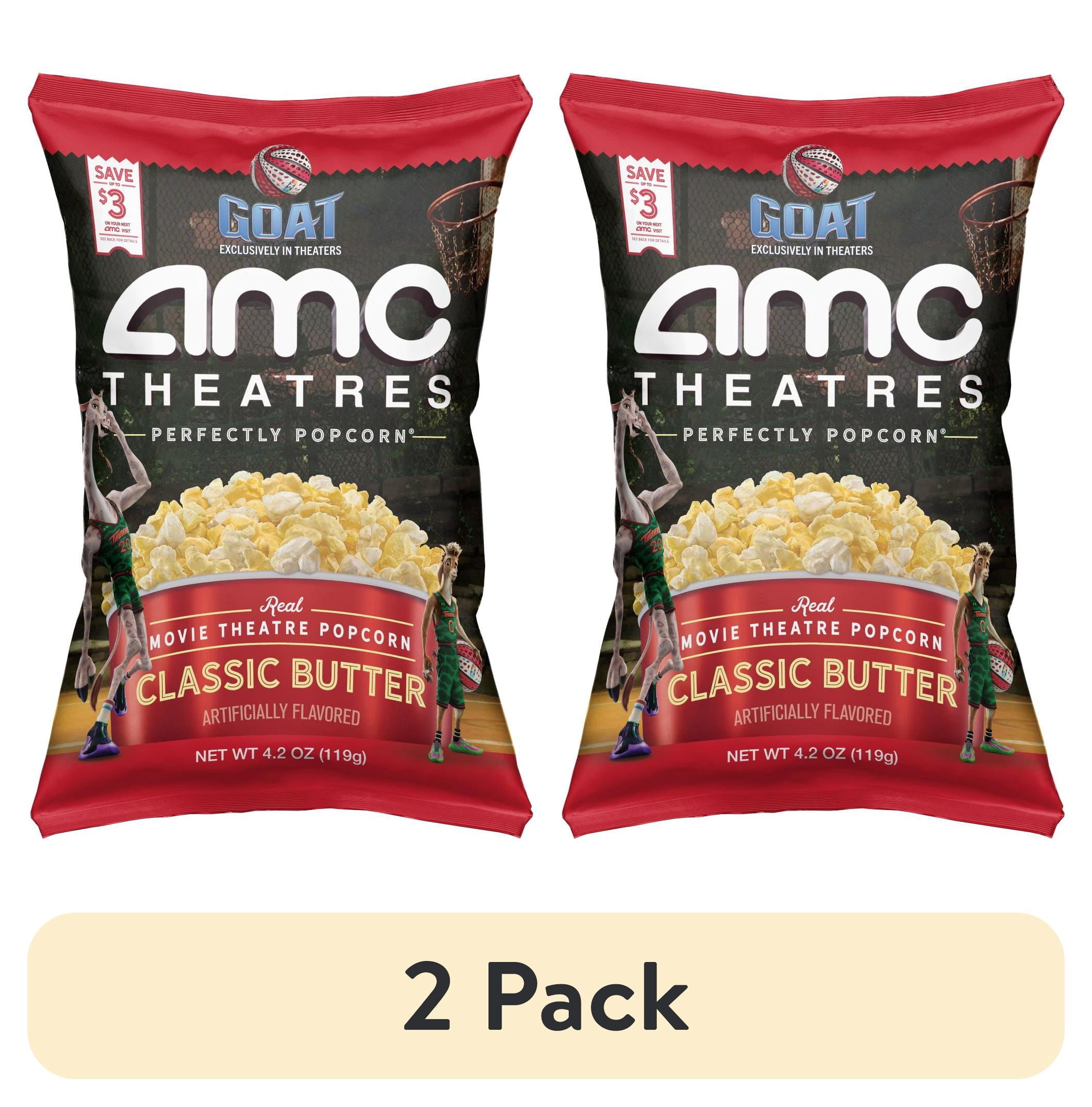 (2 pack) AMC Theatres Ready to Eat Popcorn, Classic Butter - Walmart.com