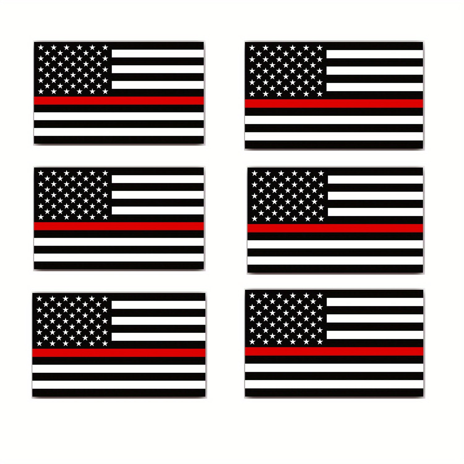 (2 pack) ANLEY 5 X 3 inch Thin Red Line US Flag Decal - Black White and ...