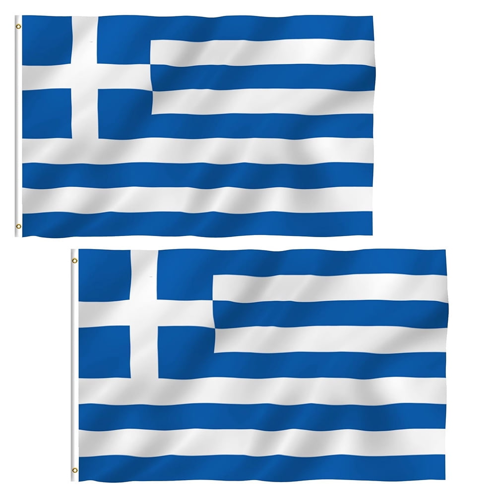 (2 pack) ANLEY Fly Breeze 3x5 Foot Greece Flag - Greek National Flags ...