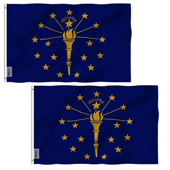 (2 pack) ANLEY Fly Breeze 3x5 Foot Indiana State Flag - Indiana IN ...