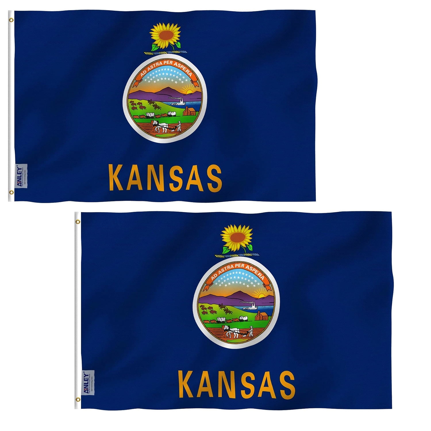 (2 pack) ANLEY Fly Breeze 3x5 Foot Kansas State Flag - Kansas Flags ...