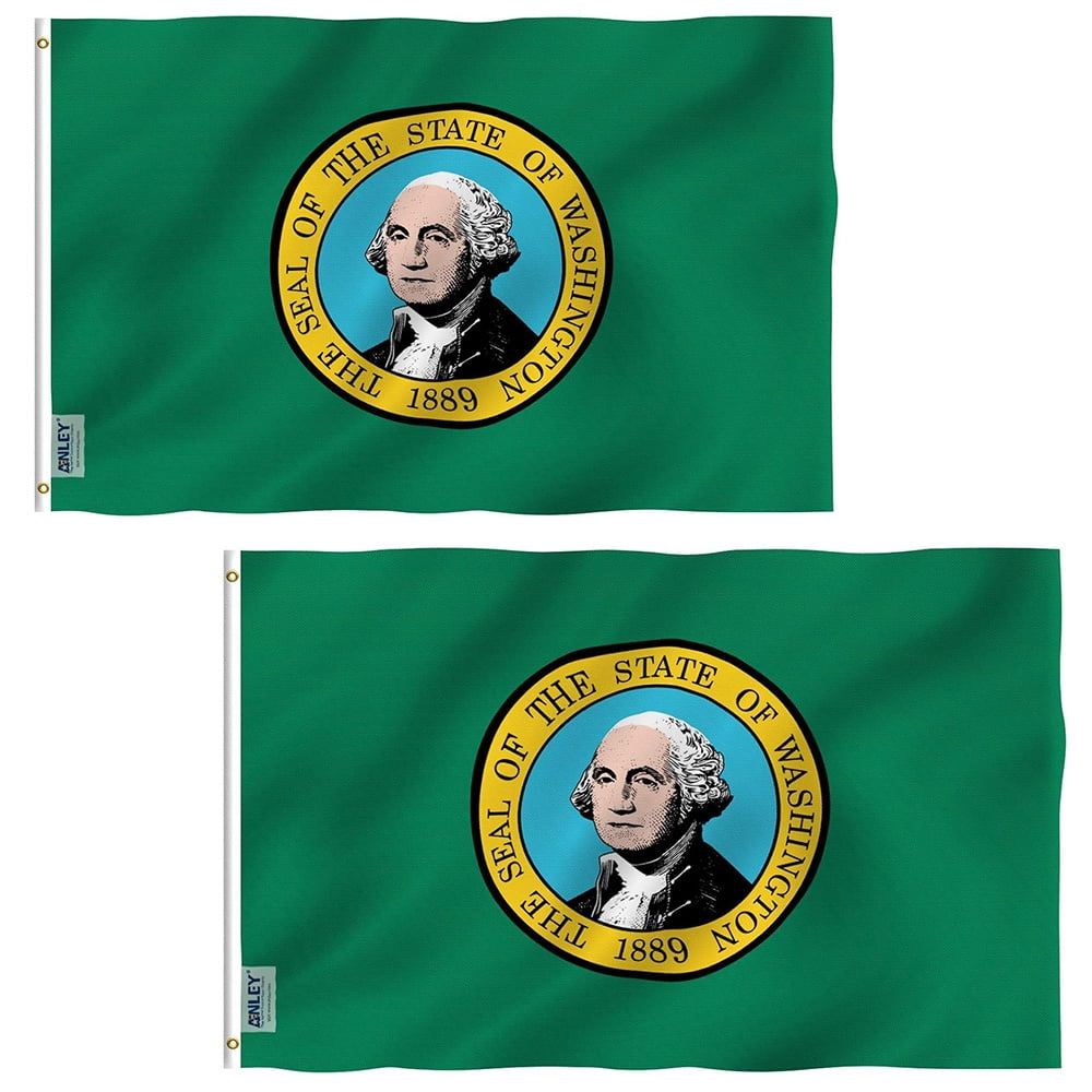 (2 pack) ANLEY Fly Breeze 3x5 Foot Washington State Flag - Washington ...