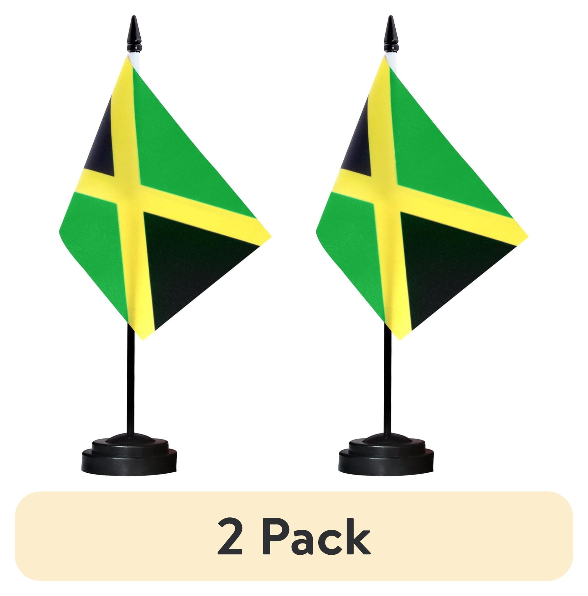 (2 pack) ANLEY Jamaica Deluxe Desk Flag Set - 6 in x 4 in Miniature ...
