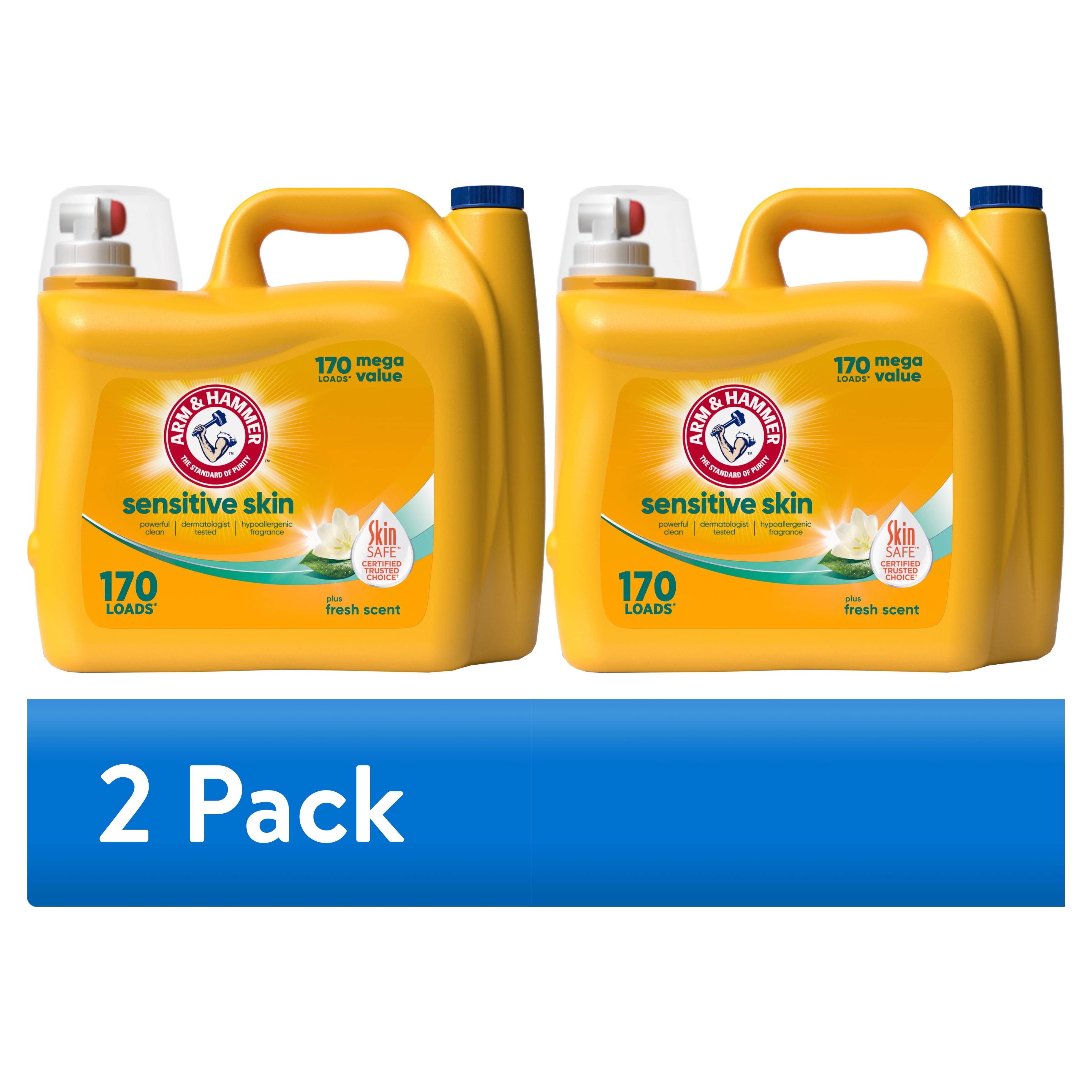 (2 pack) ARM & HAMMER Sensitive Skin Plus Fresh Scent, 170 Loads Liquid ...