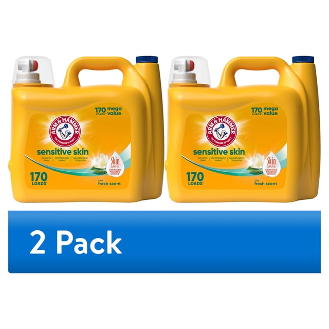 (2 pack) ARM & HAMMER Sensitive Skin Plus Fresh Scent, 170 Loads Liquid ...
