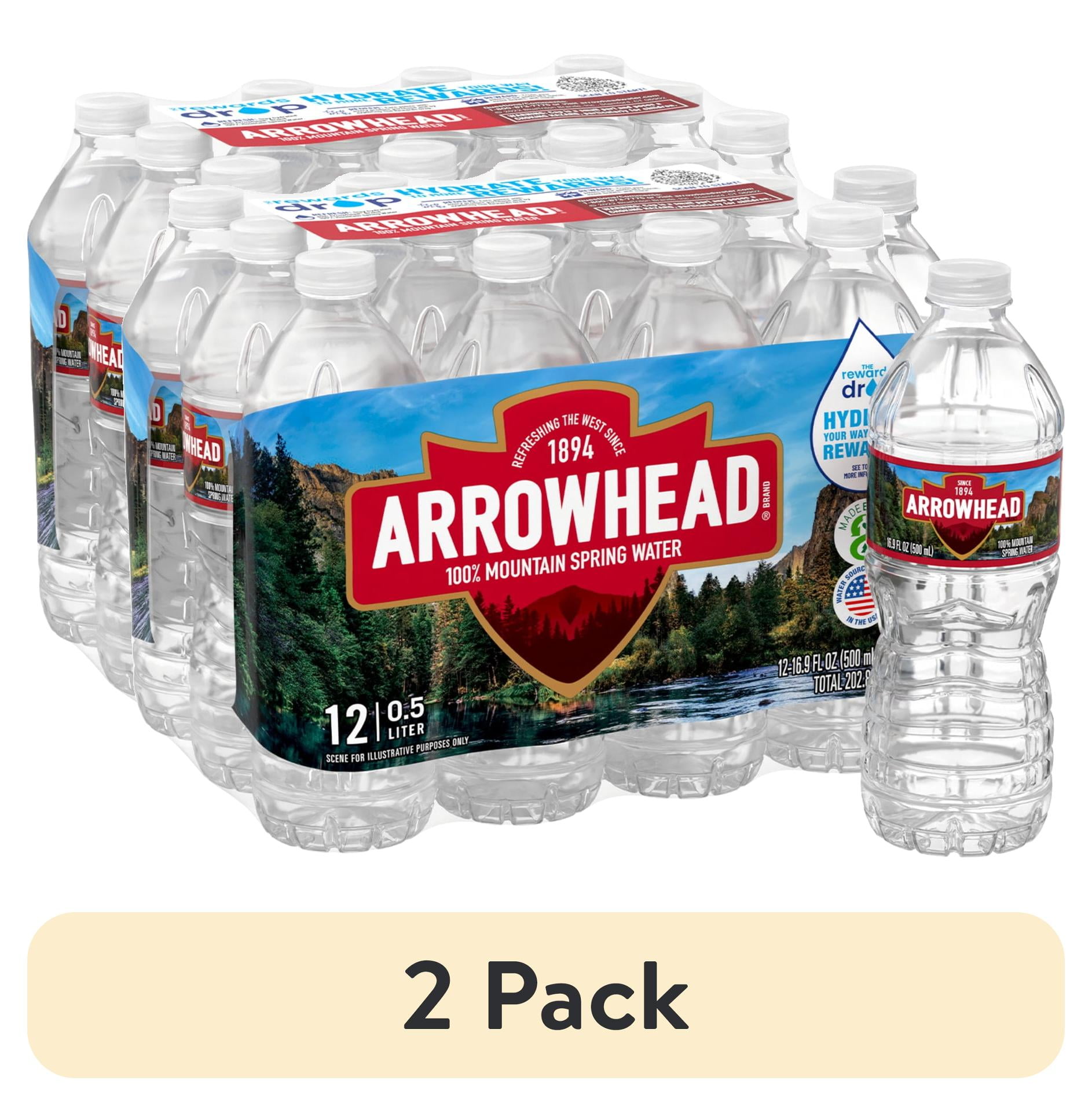 (2 pack) Arrowhead Mountain Spring Water, 16.9 fl oz, 12 Pack Plastic ...
