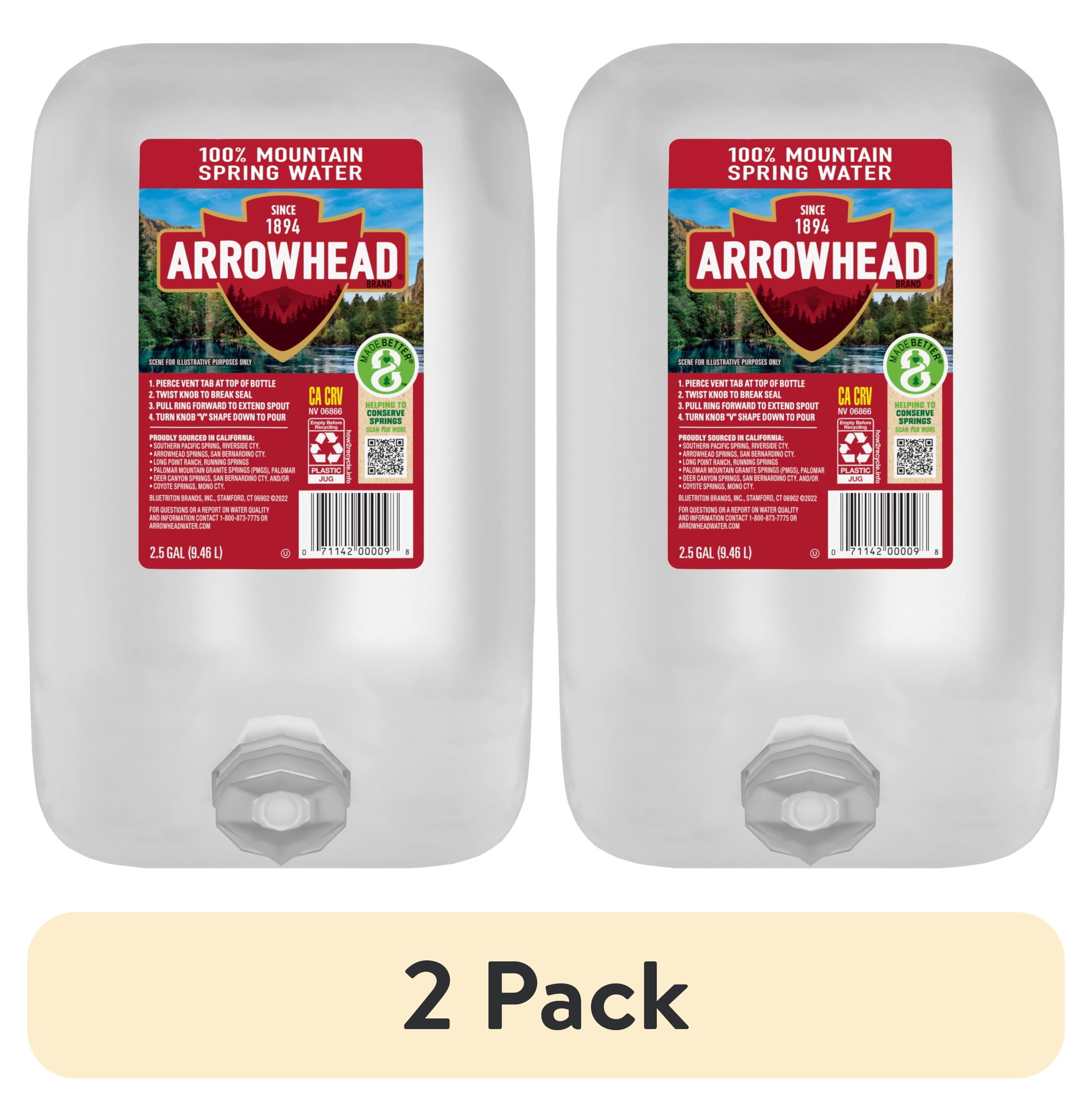 (2 pack) Arrowhead Mountain Spring Water, 2.5 Gallon, Single Plastic ...