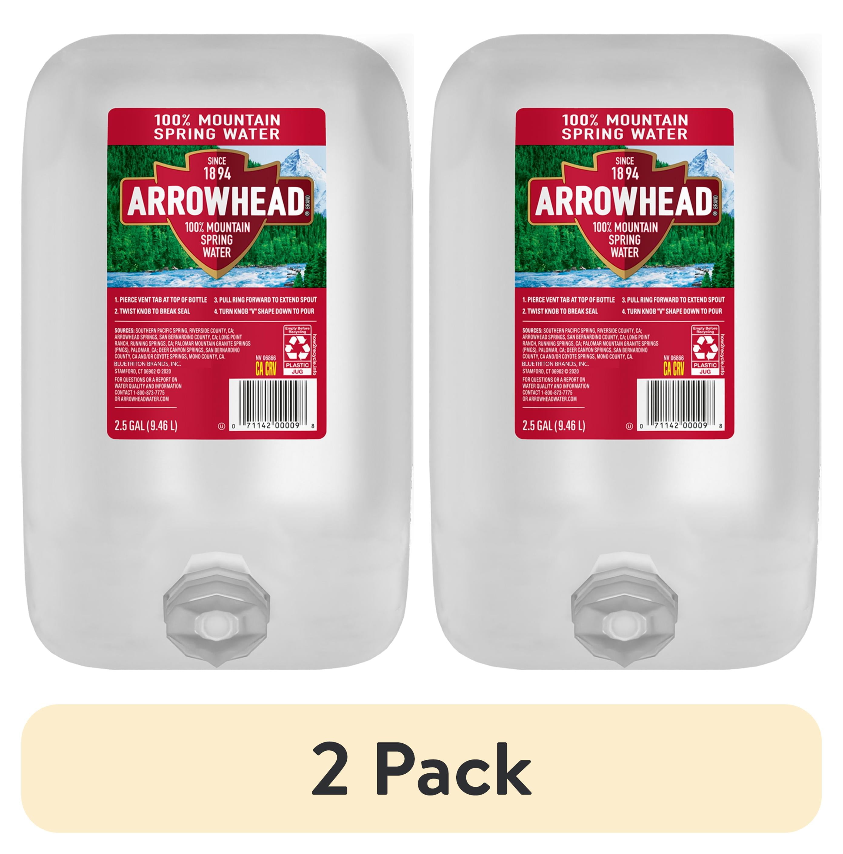 (2 pack) Arrowhead Mountain Spring Water, 2.5 gal, Single Plastic Jug ...