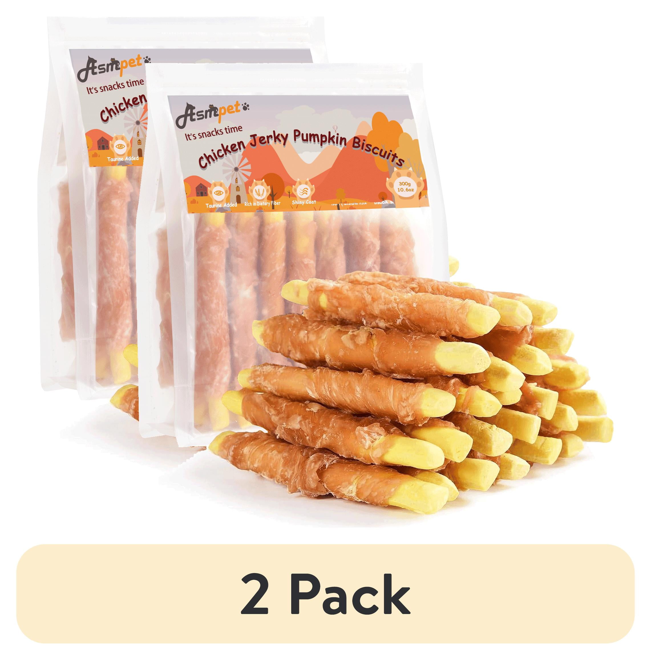 (2 pack) ASMPET Chicken Jerky Wrapped Pumpkin Biscuits for Dogs ...