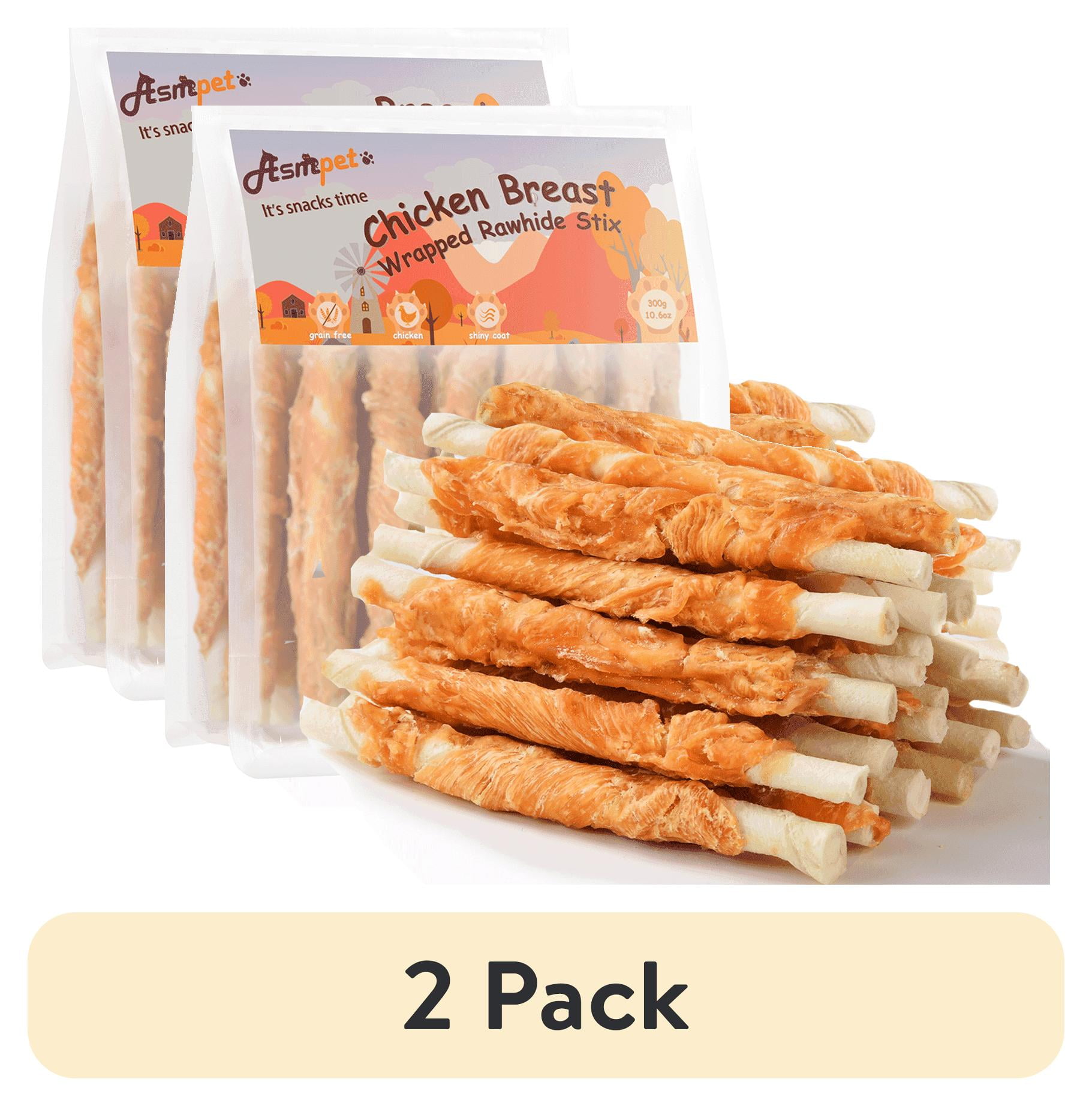 (2 pack) ASMPET Rawhide Dog Chew,Natural Chicken Wrapped Long-Lasting ...