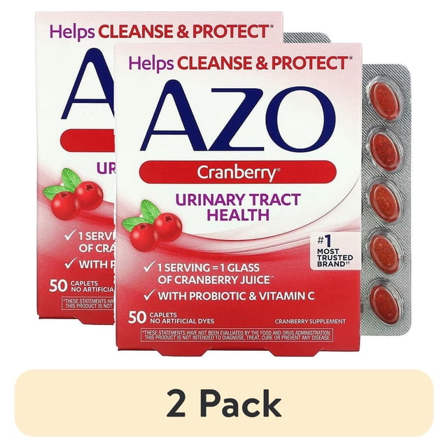 (2 pack) AZO Cranberry Urinary Tract Health Dietary Supplement, Sugar ...