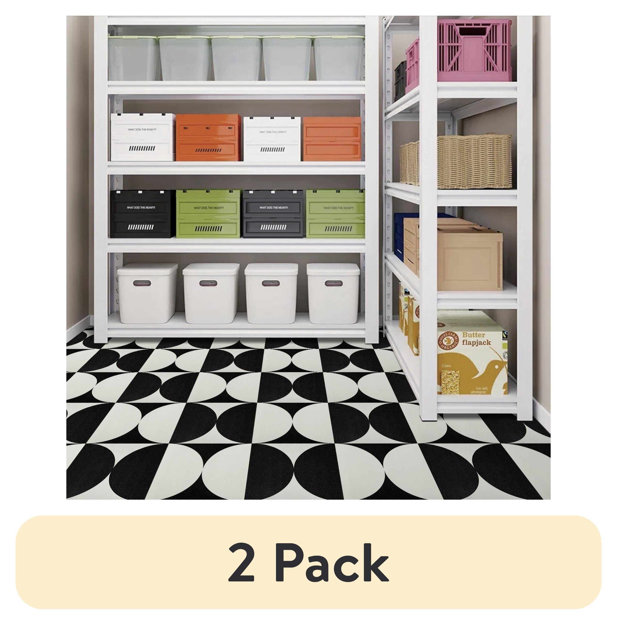 (2 pack) Abyssaly 12" x 12" Black and White Peel and Stick Floor Tile ...