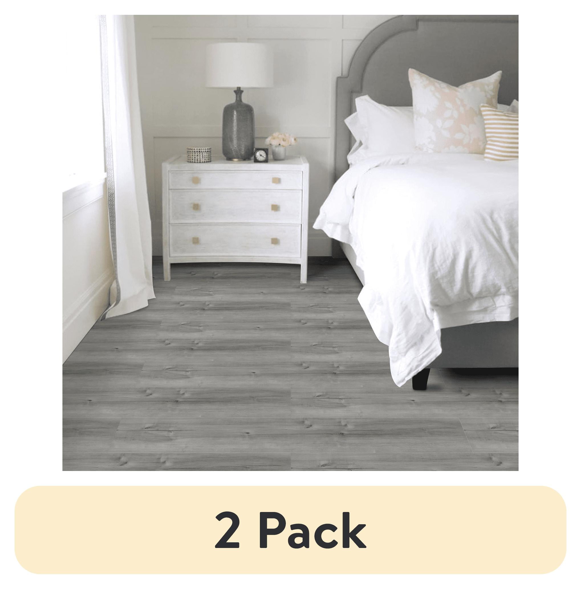 (2 pack) Abyssaly 35" x 6" 10Pcs Gray Vinyl Flooring Peel and Stick ...