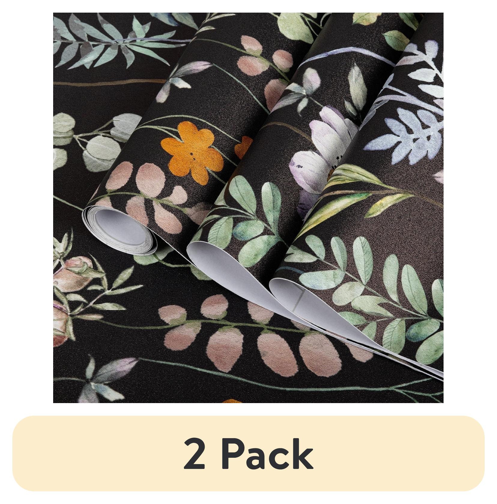 (2 pack) Abyssaly Floral Peel and Stick Wallpaper Dark Floral 17.7" x ...