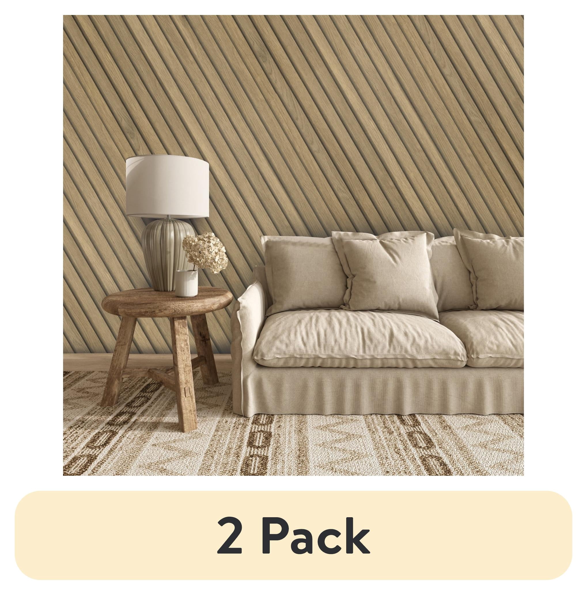 (2 pack) Abyssaly Peel and Stick Wallpaper Light Brown Wood Slats ...