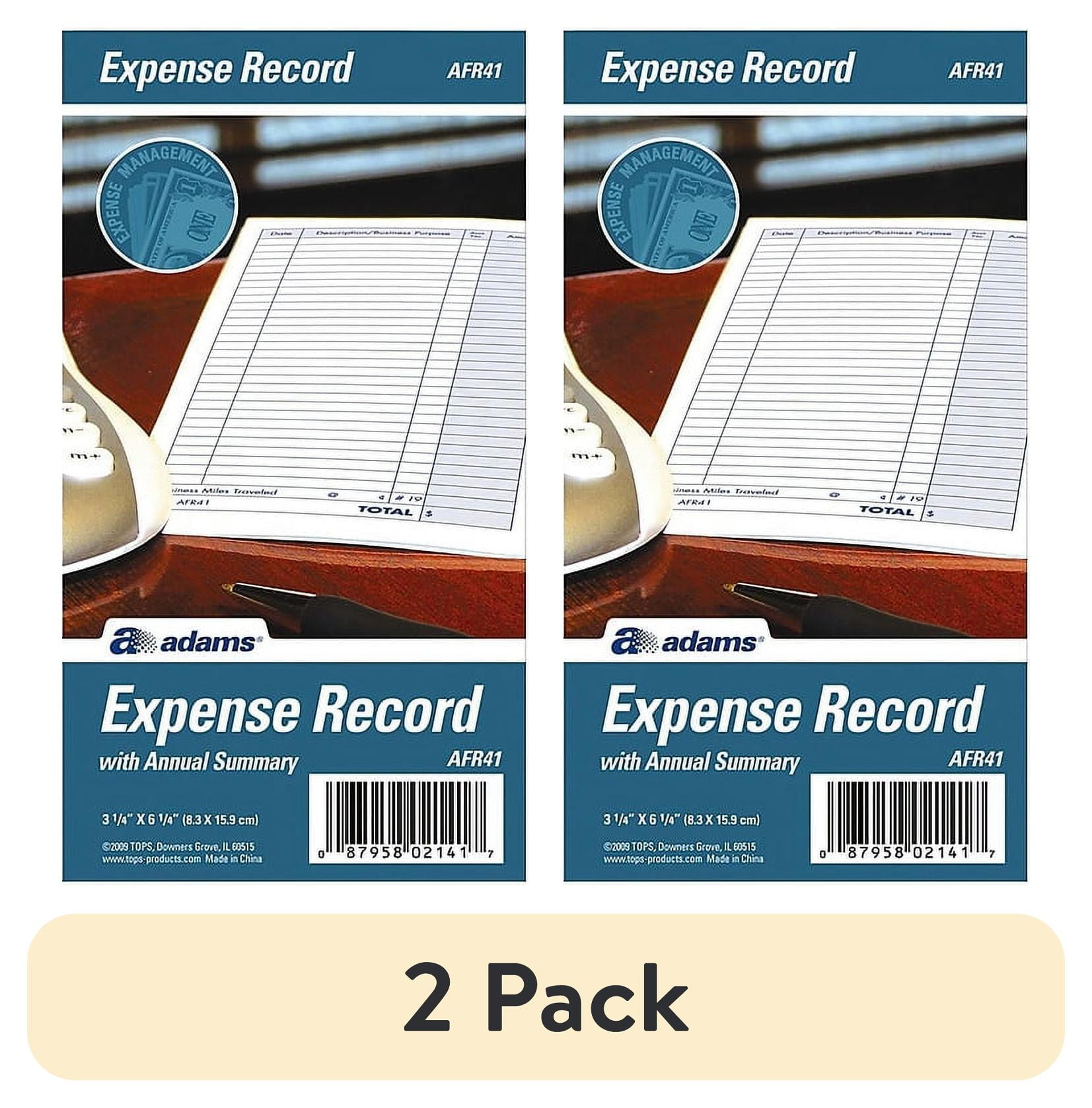 (2 pack) Adams® Expense Record Book, 3 3/4" x 6 3/4", 24 Pages, White ...