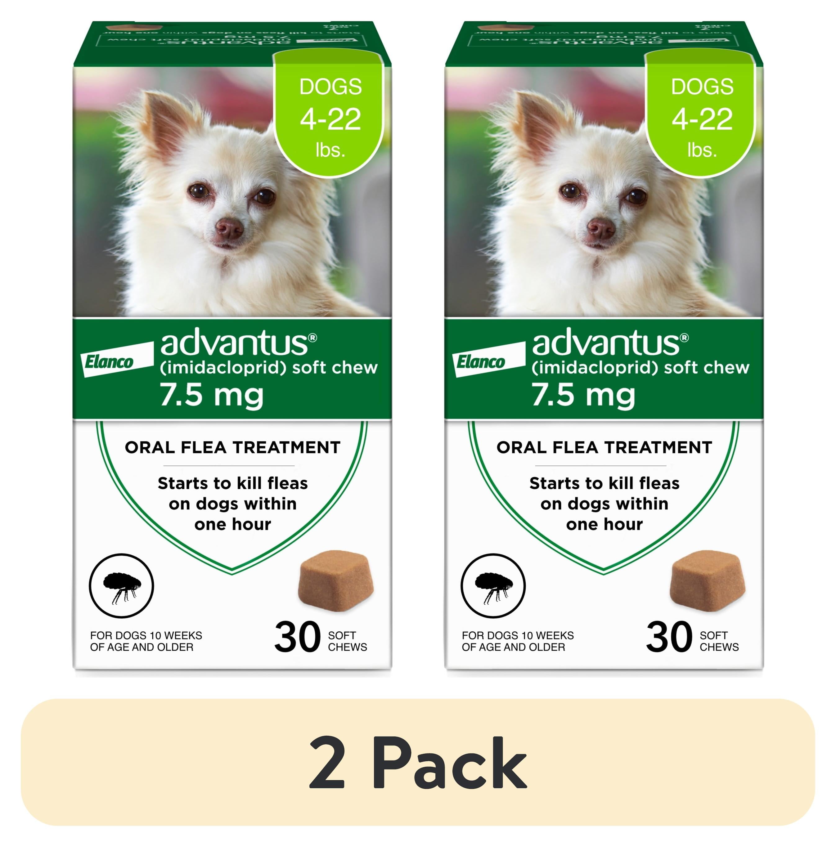 (2 pack) Advantus Chewable Flea Treatment for Dogs 4 - 22 lbs. | 30 ...
