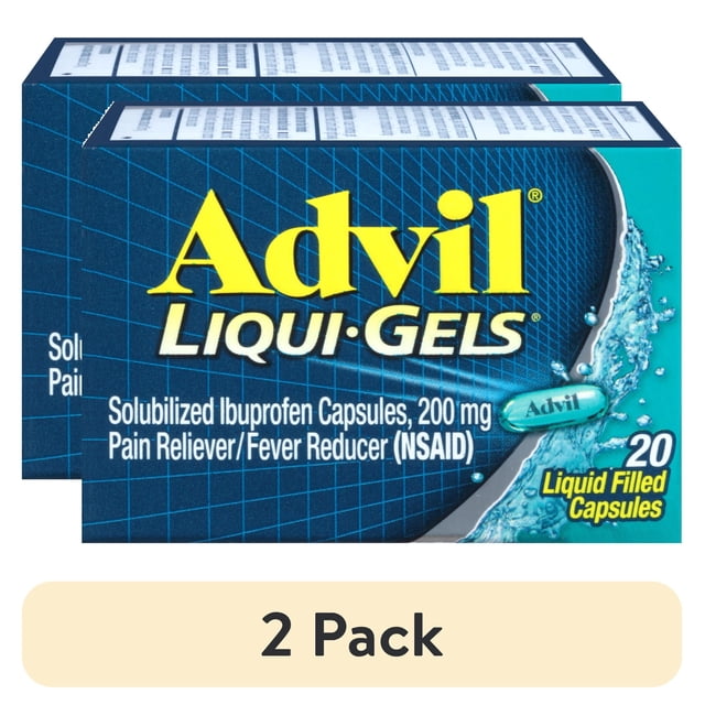 (2 pack) Advil Liqui-Gels Pain Relievers for Headache Relief, Fever ...