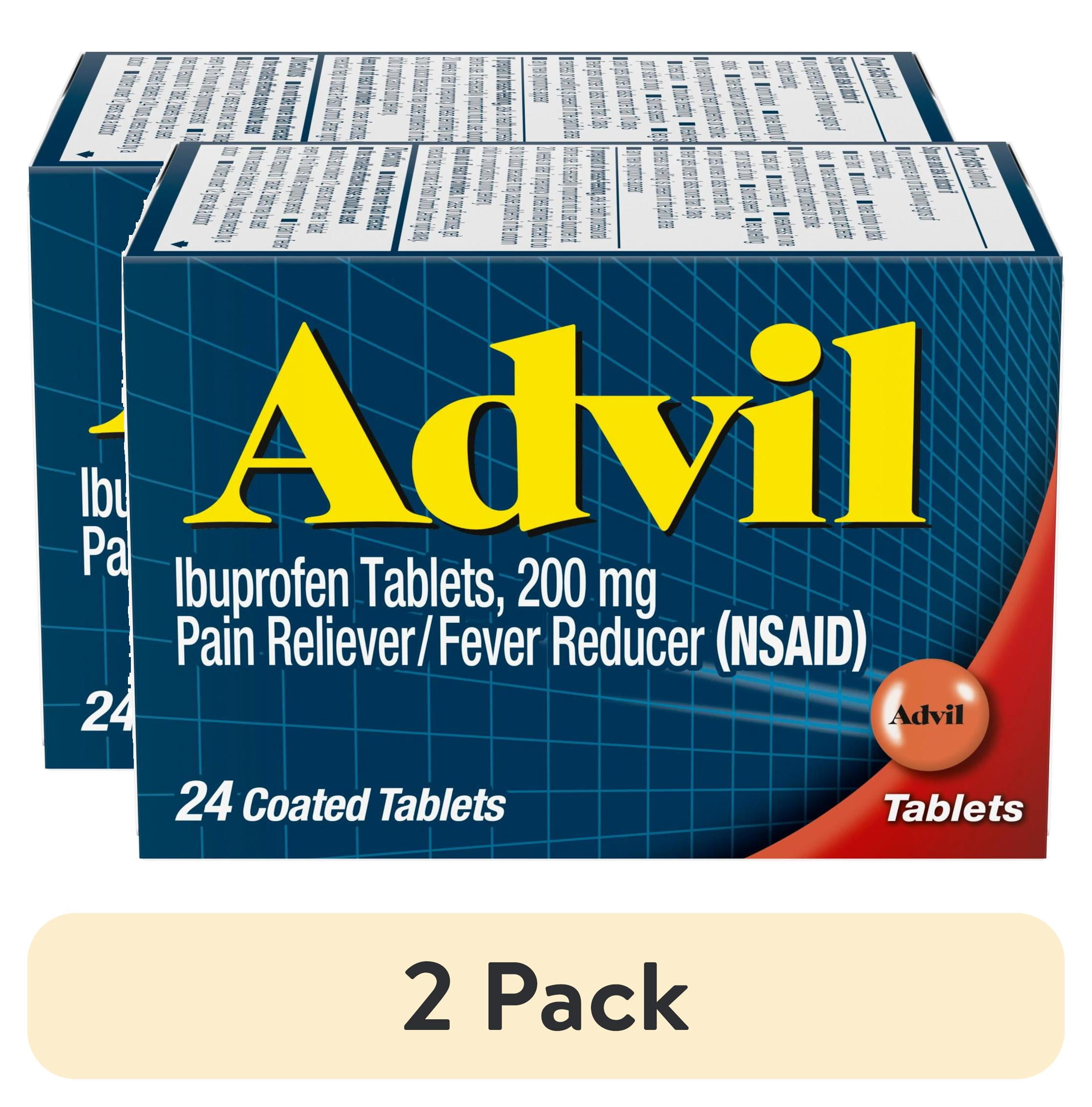 (2 pack) Advil Pain Relievers and Fever Reducer Ibuprofen Tablets, 200 ...
