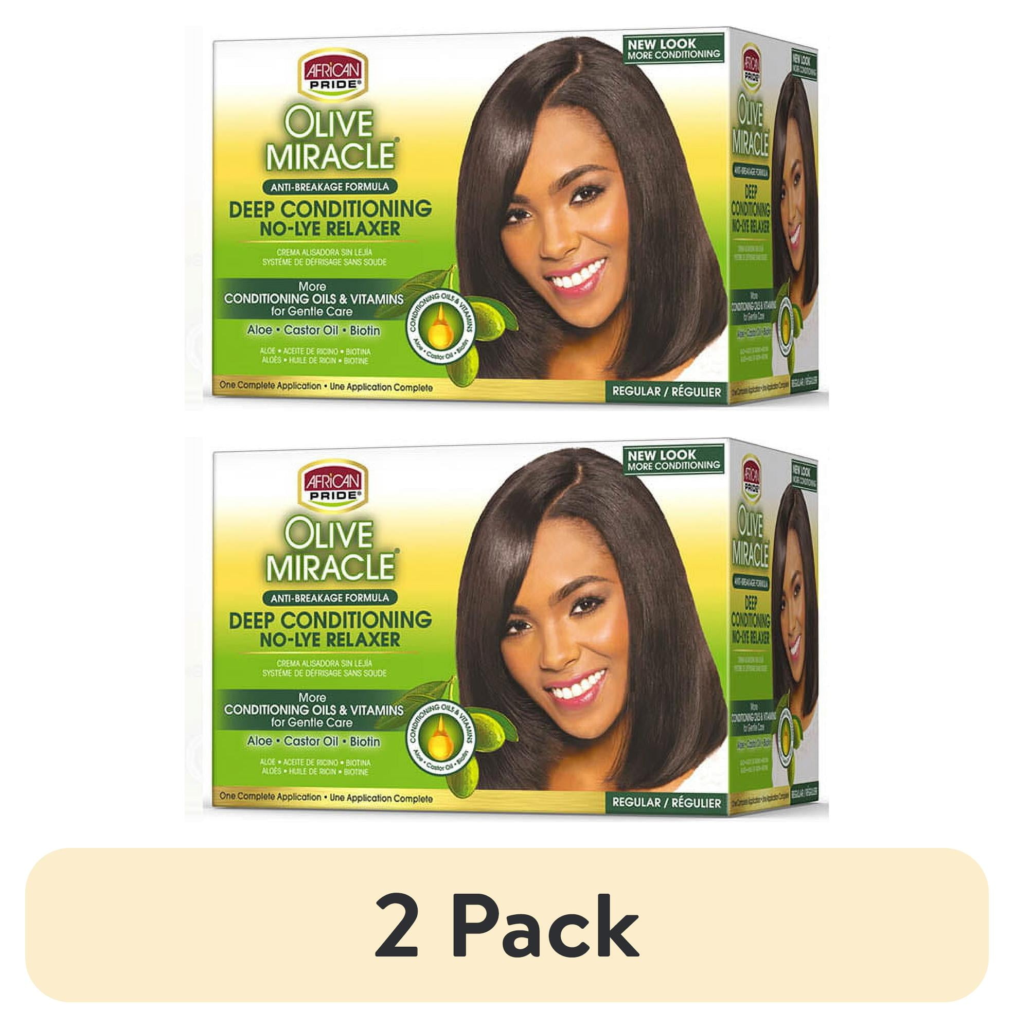 (2 pack) African Pride Olive Miracle Regular Deep Conditioning Anti-Breakage No-Lye Relaxer ...