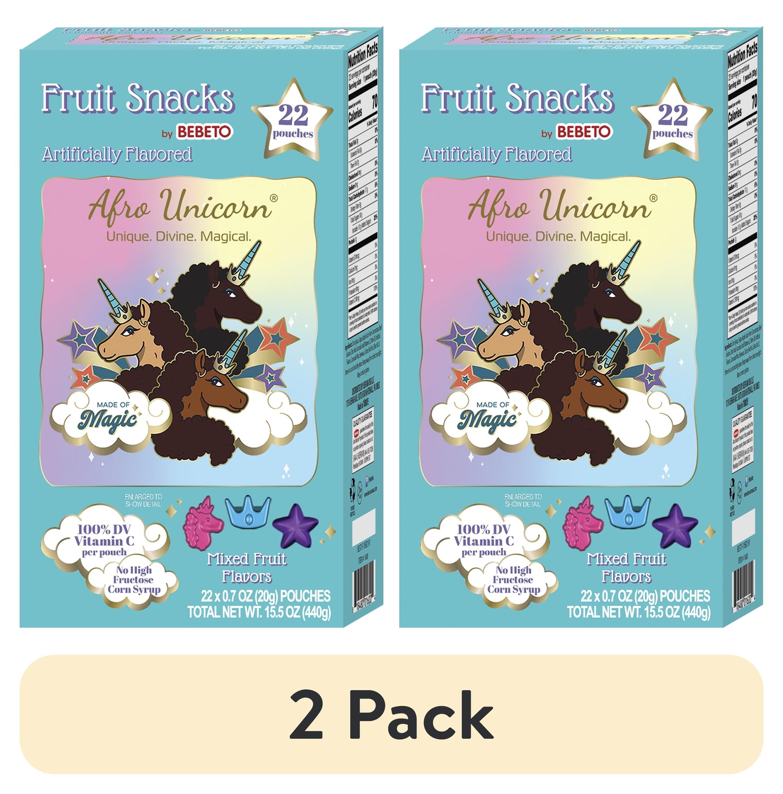 (2 pack) Afro Unicorn 22 ct Fruit Snacks Box Mixed Fruit - Walmart.com