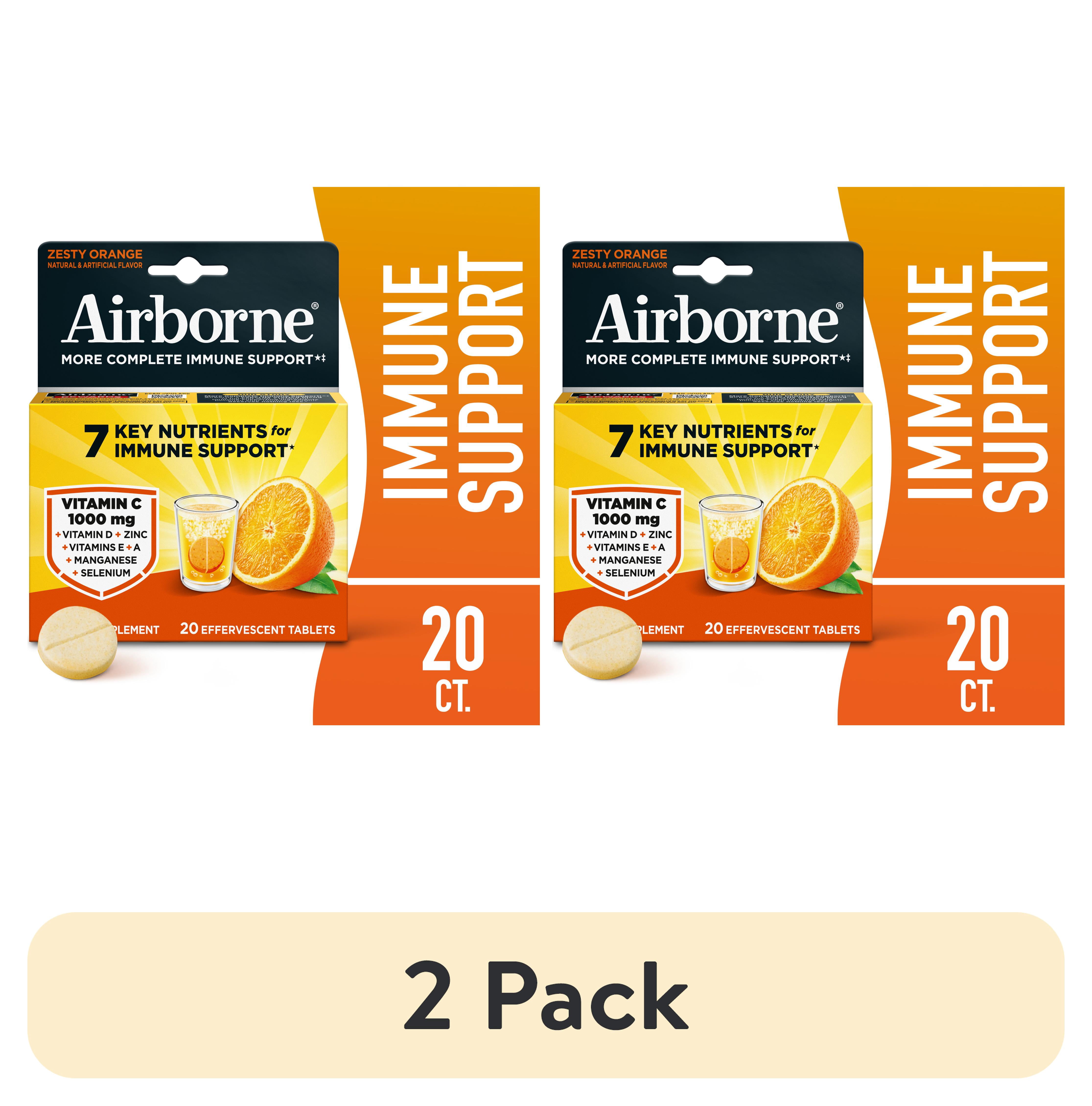 (2 pack) Airborne 1000mg Vitamin C Immune Support Effervescent Tablets ...