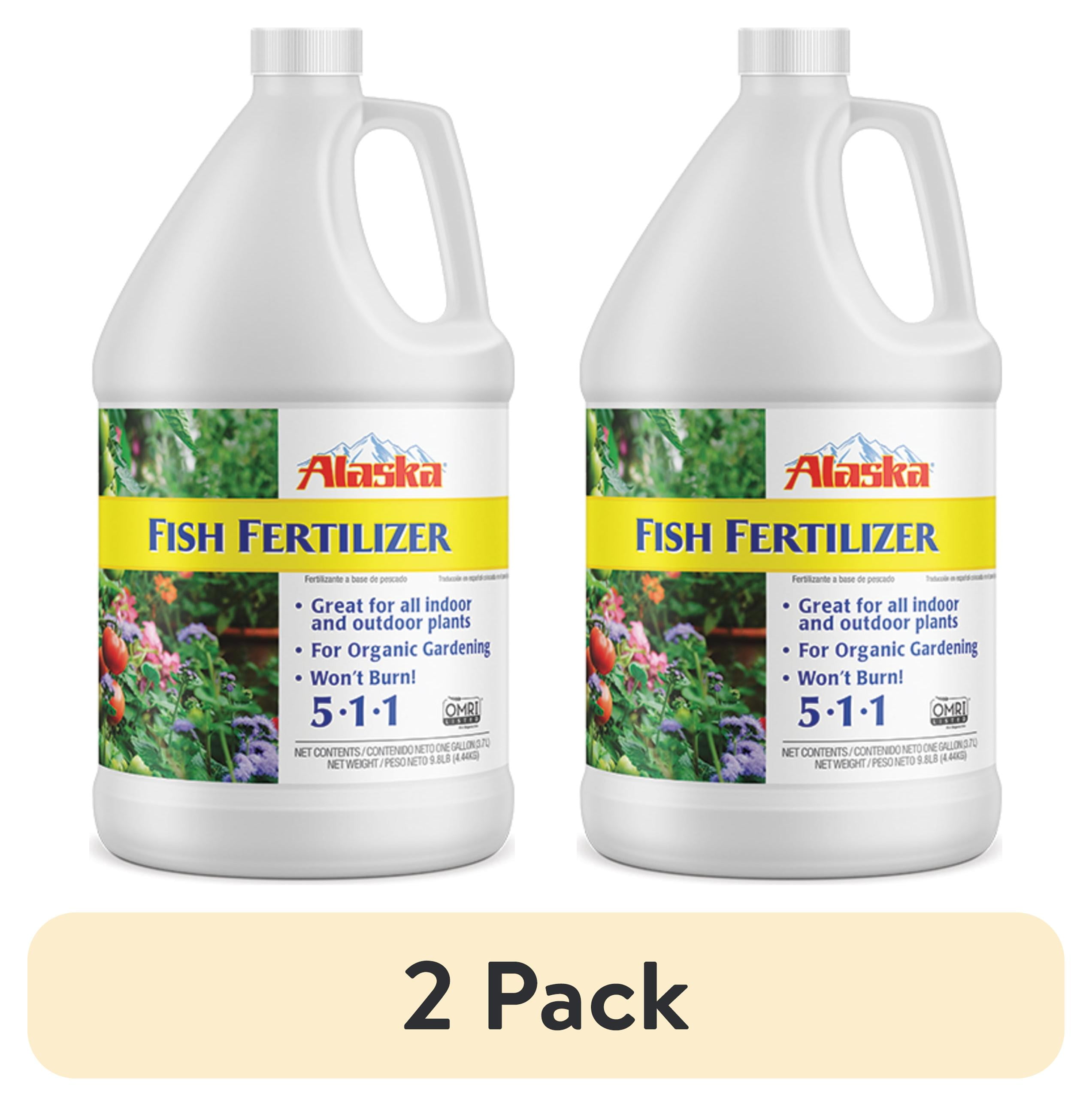 (2 pack) Alaska Fish Emulsion Plant Food, 5-1-1 Fertilizer, 1 gal ...
