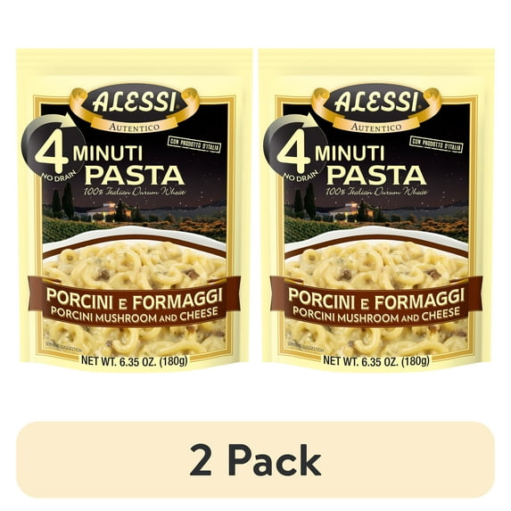 (2 pack) Alessi 4 Minute Pasta Porcini Mushroom & Cheese, 6.35 oz Shelf ...