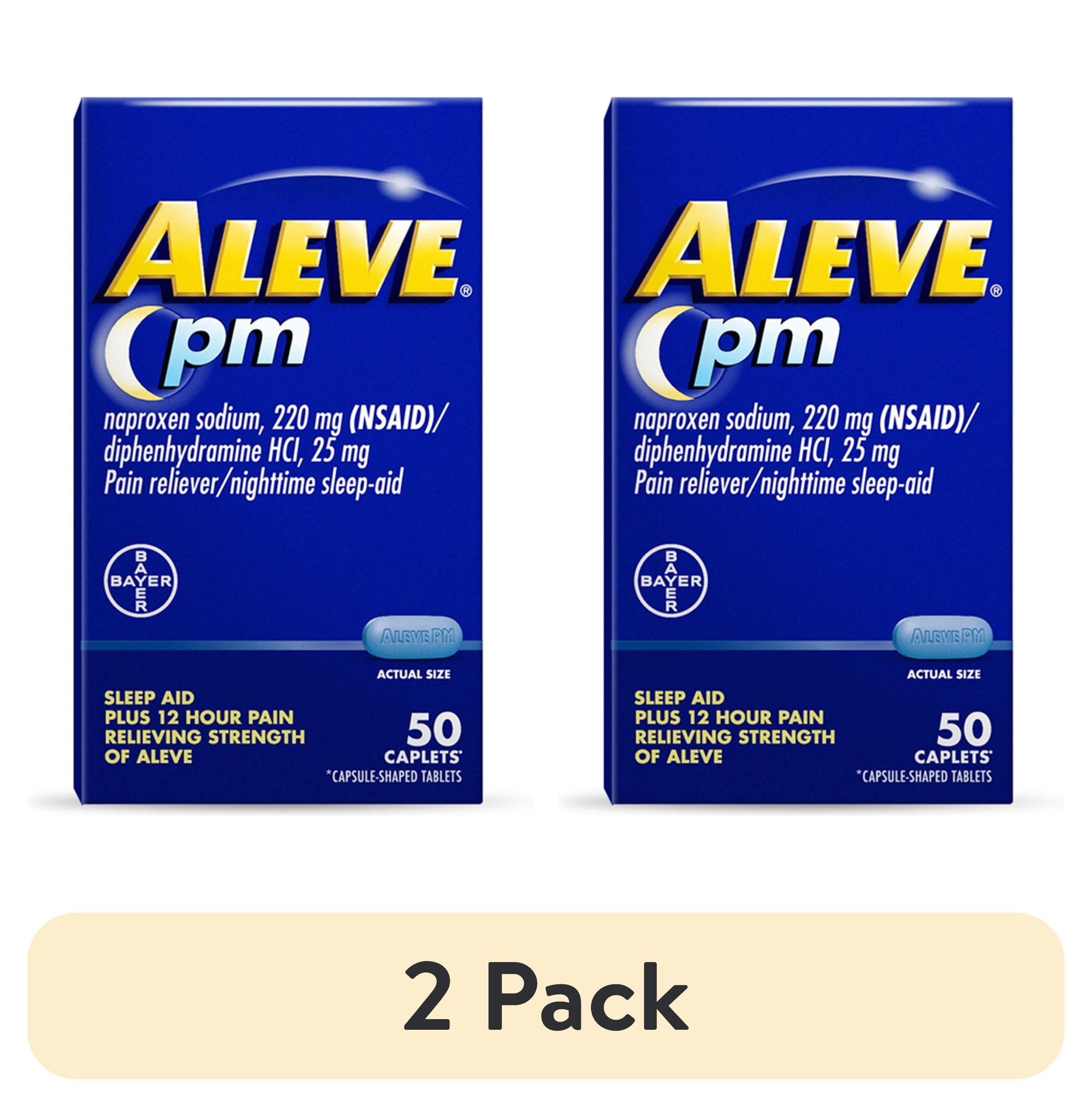 (2 pack) Aleve PM Pain Reliever & Nighttime Sleep Aid Caplets, 50 Count ...