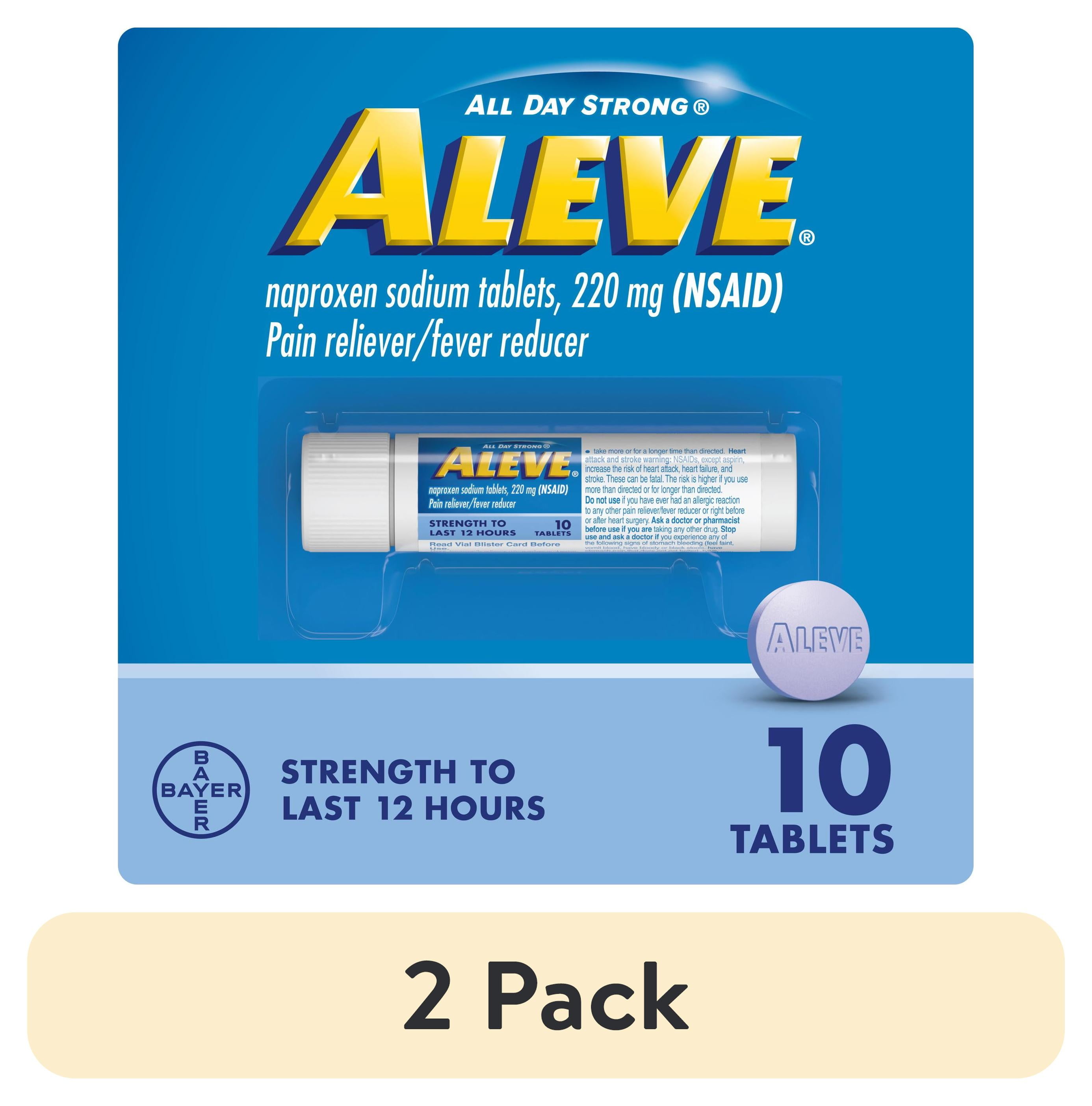 (2 pack) Aleve Tablets Naproxen Sodium Pain Reliever, 10 Count ...