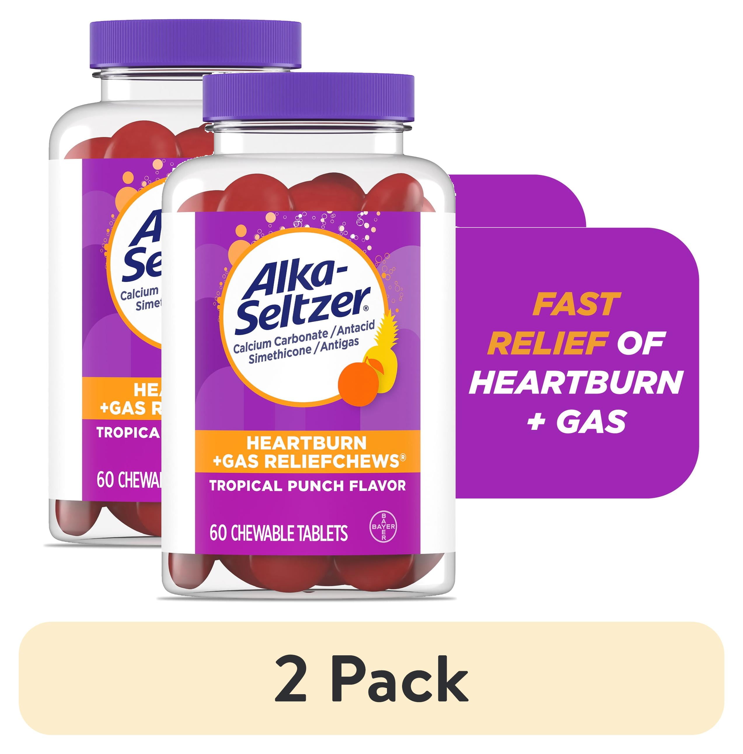 (2 pack) Alka-Seltzer Heartburn + Gas ReliefChews, Antacid Chews for ...