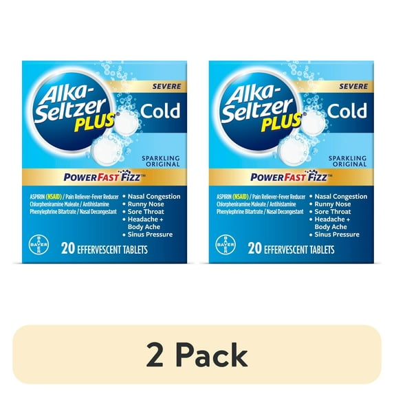 (2 pack) Alka-Seltzer Plus Powerfast Fizz Severe Cold Medicine ...