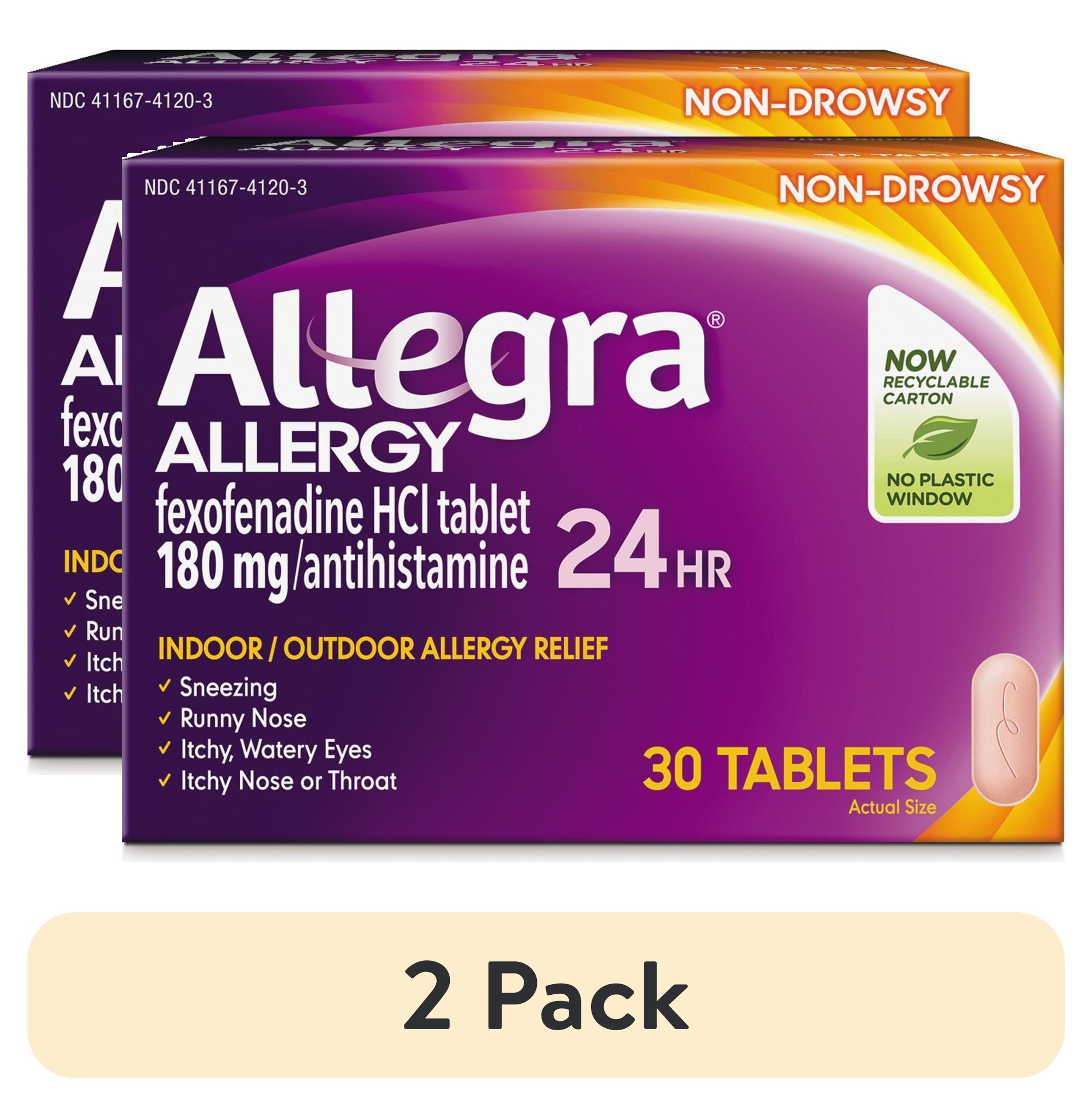 (2 pack) Allegra Adult 24-Hour Allergy Relief Tablets, Non-Drowsy ...