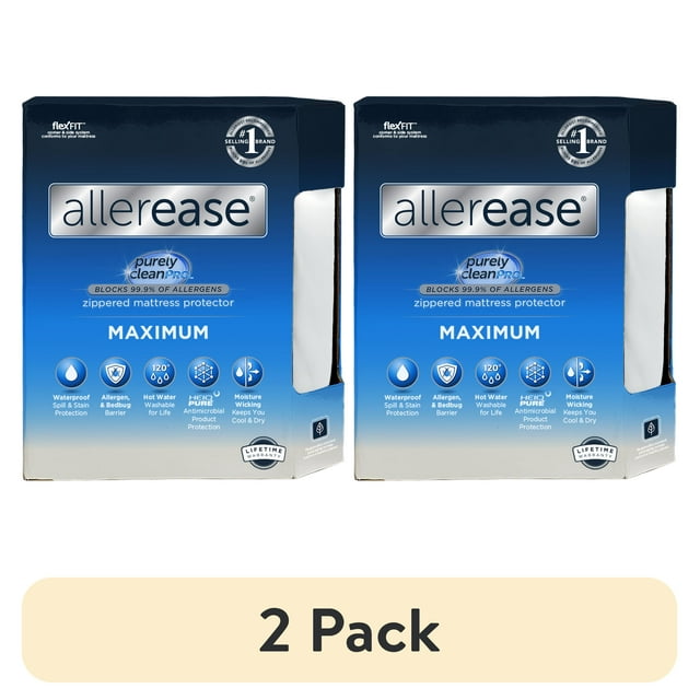 Aller-Ease Waterproof Bedbug Protection Allergy Relief Zippered Mattress Protector, King ...