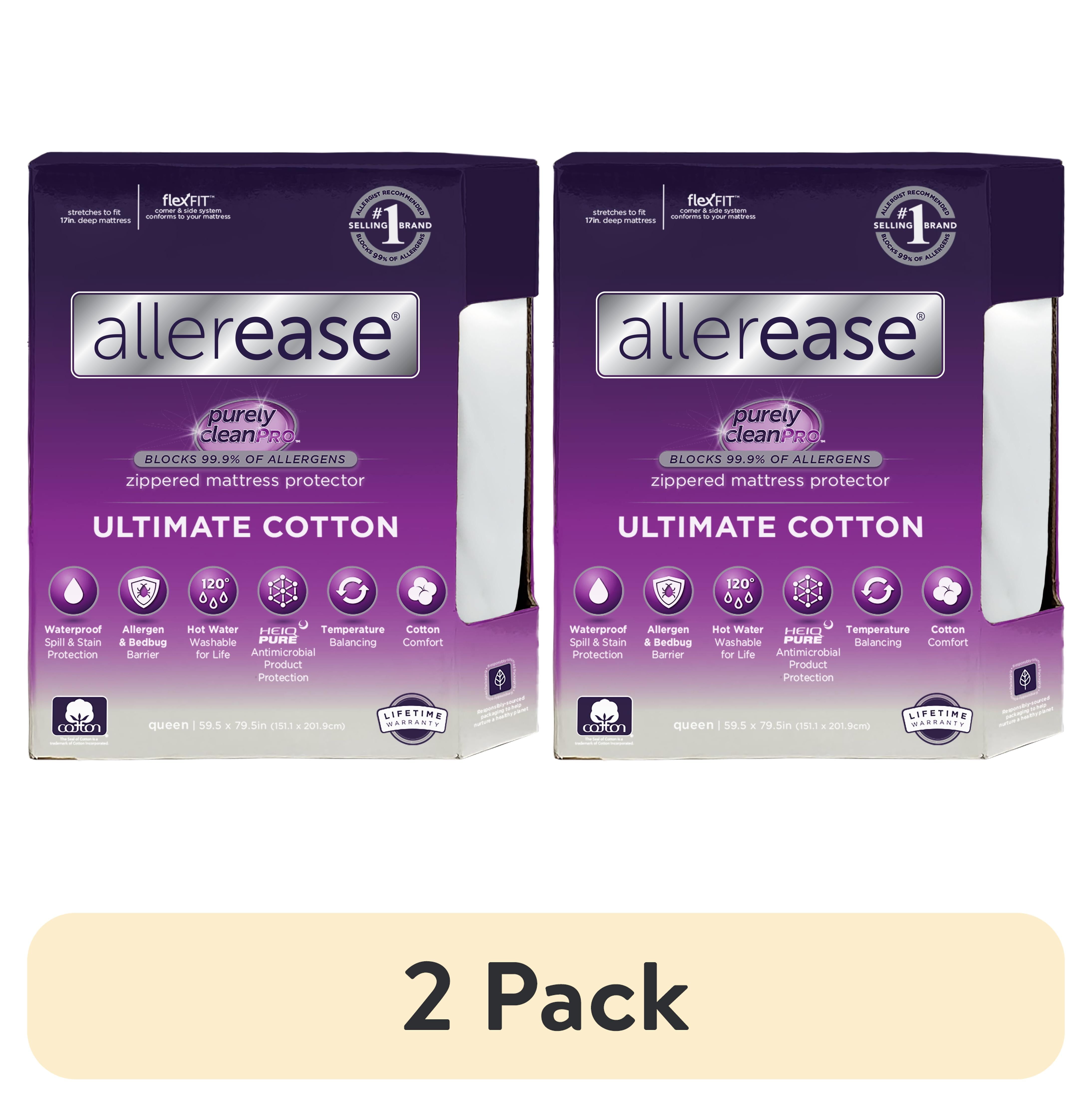 (2 pack) AllerEase Ultimate Cotton Waterproof and Bedbug Protection Allergy Relief Machine ...