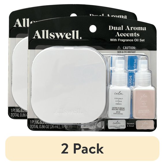(2 pack) Allswell Dual Plug In Bundle with 2 Oils, Calm & Glow (Coconut ...