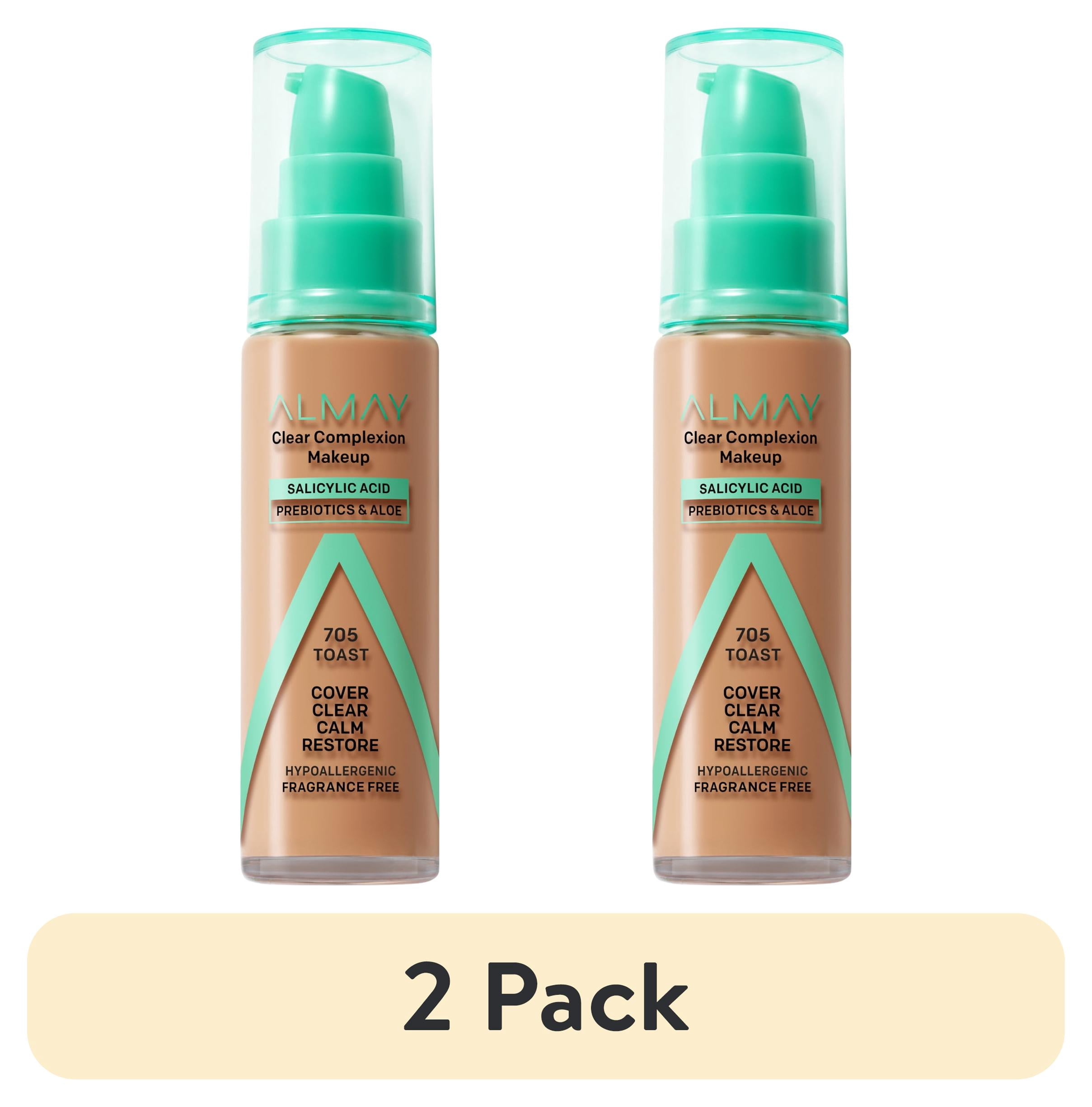 (2 pack) Almay Clear Complexion Foundation Makeup, Hypoallergenic, 705 ...