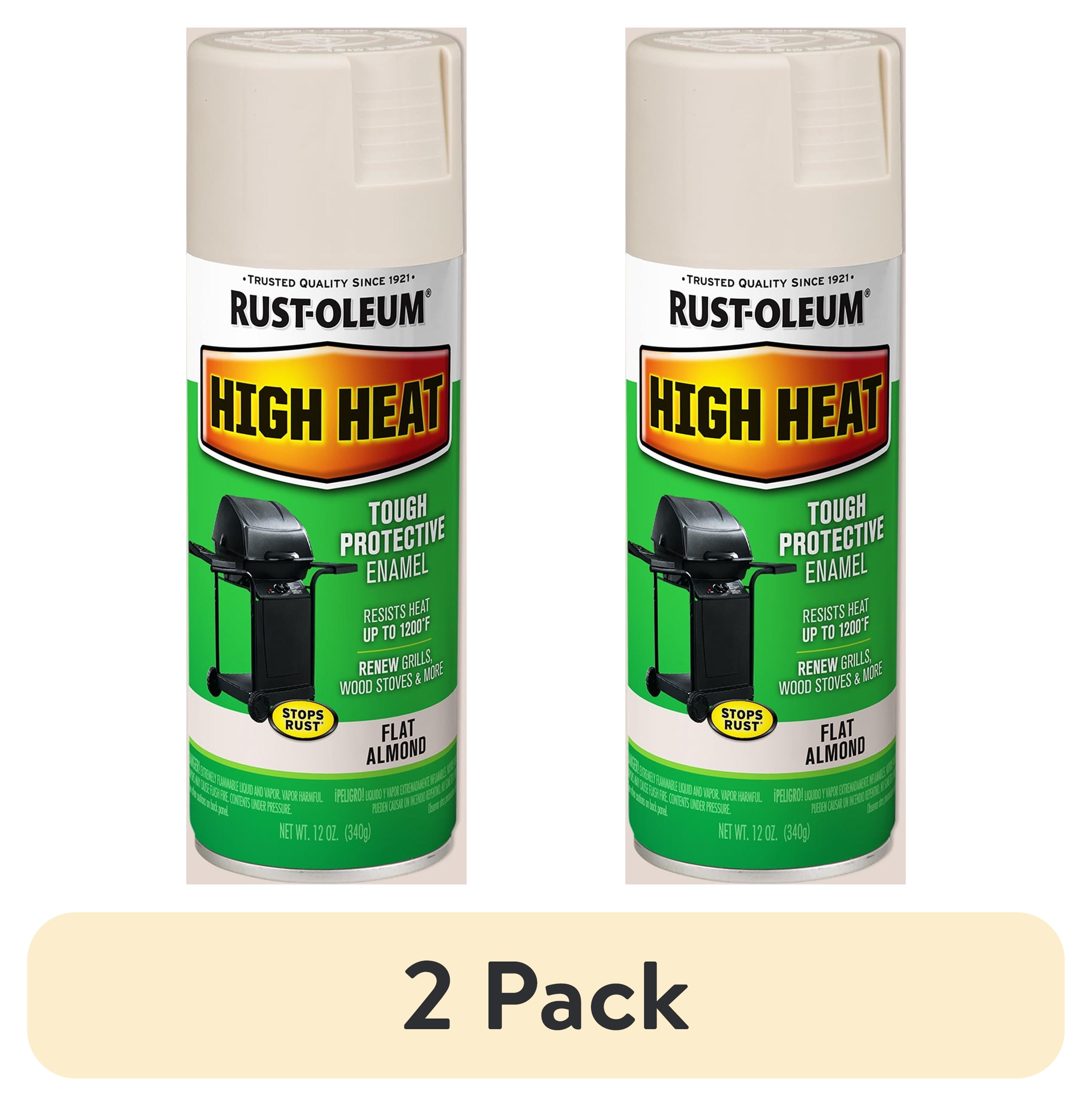 (2 pack) Almond, Rust-Oleum Specialty Satin High Heat Spray Paint- 12 ...