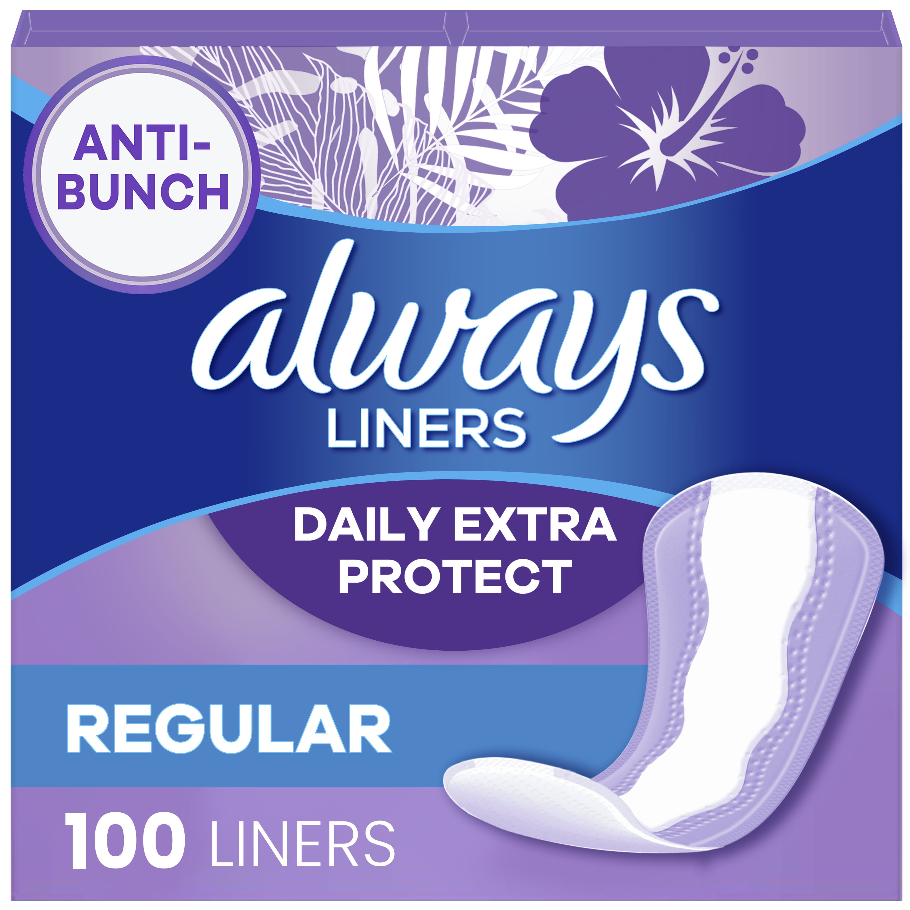 (2 pack) Always Daily Extra Protect Panty Liners, Regular Length ...