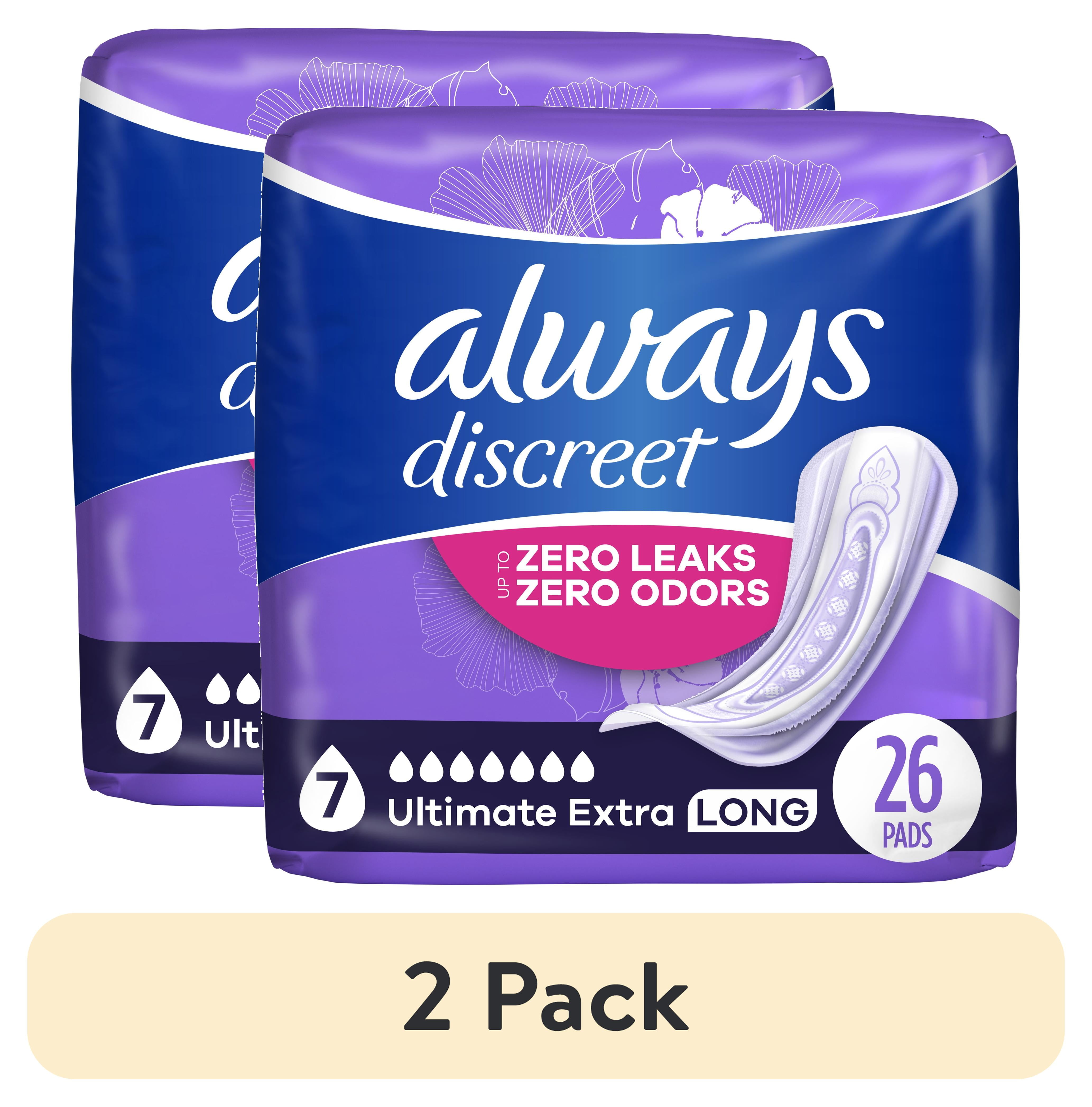 (2 pack) Always Discreet Incontinence Pads for Women, Ultimate Extra ...