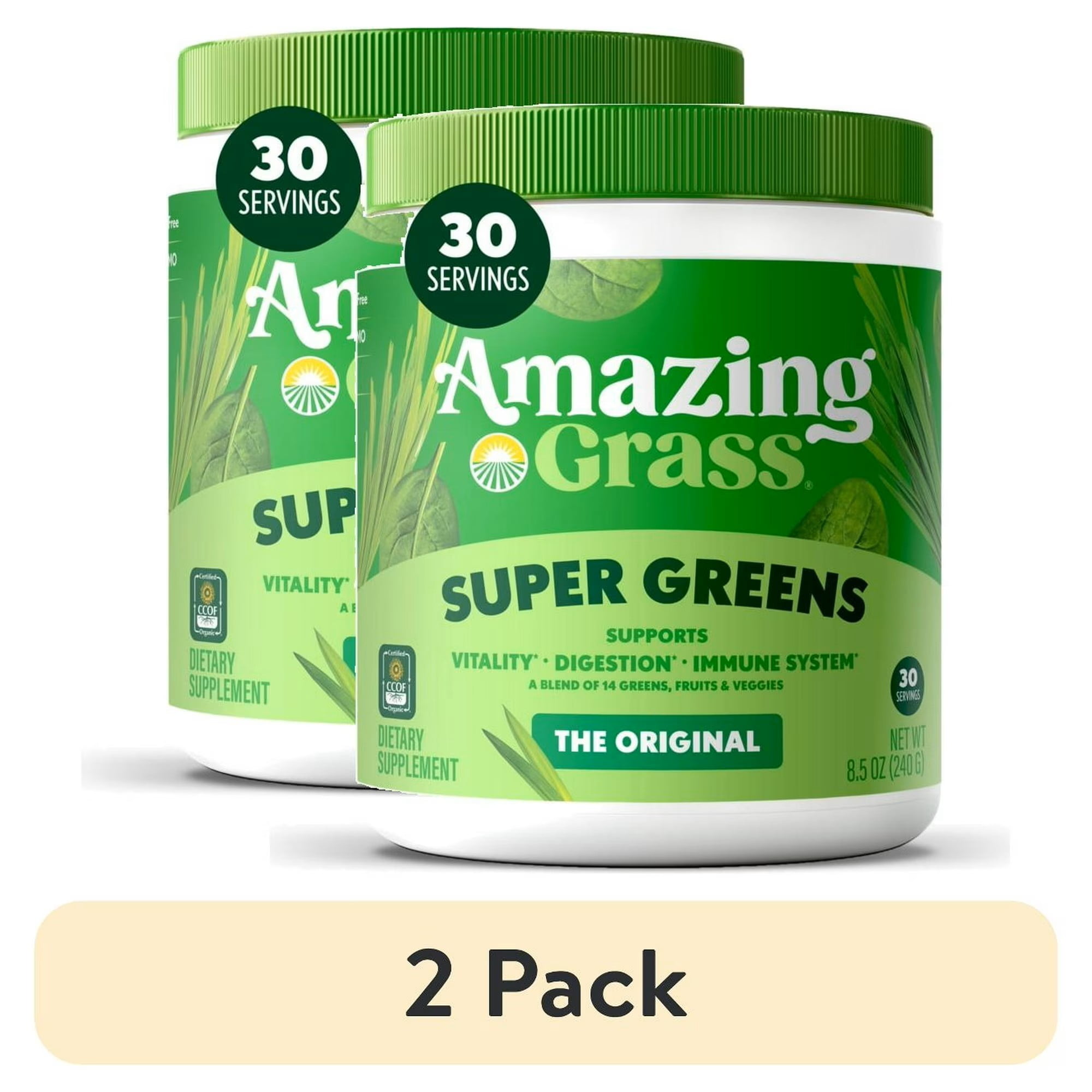 (2 pack) Amazing Grass, Super Greens Powder, Original, 30 Servings ...