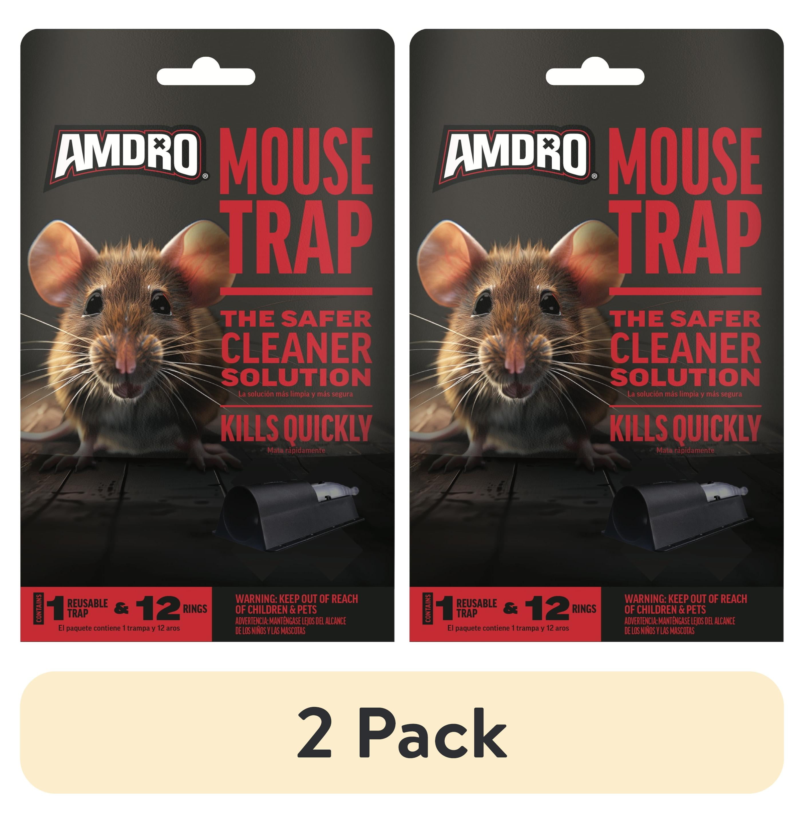 (2 pack) Amdro Quick Kill Mouse Trap, 1 Reusable Trap 1.67" x 5" x 8.5" - Walmart.com