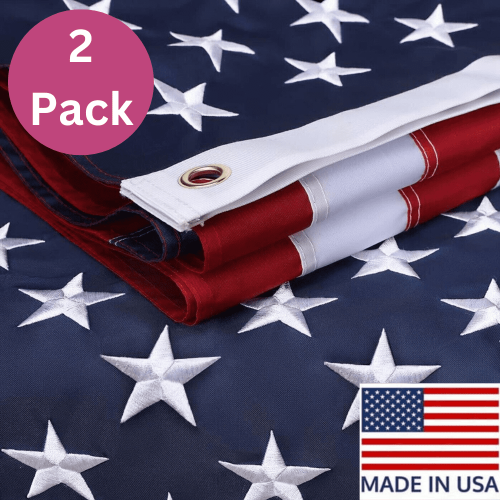 2-pack American Flags 3x5ft Outdoor Made in USA Embroidered Star Sewn ...