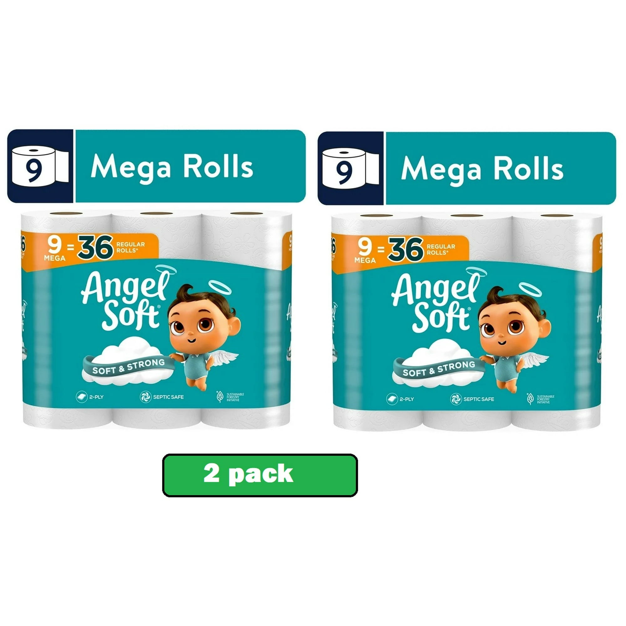 2 pack Angel Soft Household Embossed 2-Ply Pulp Septic Safe Toilet ...
