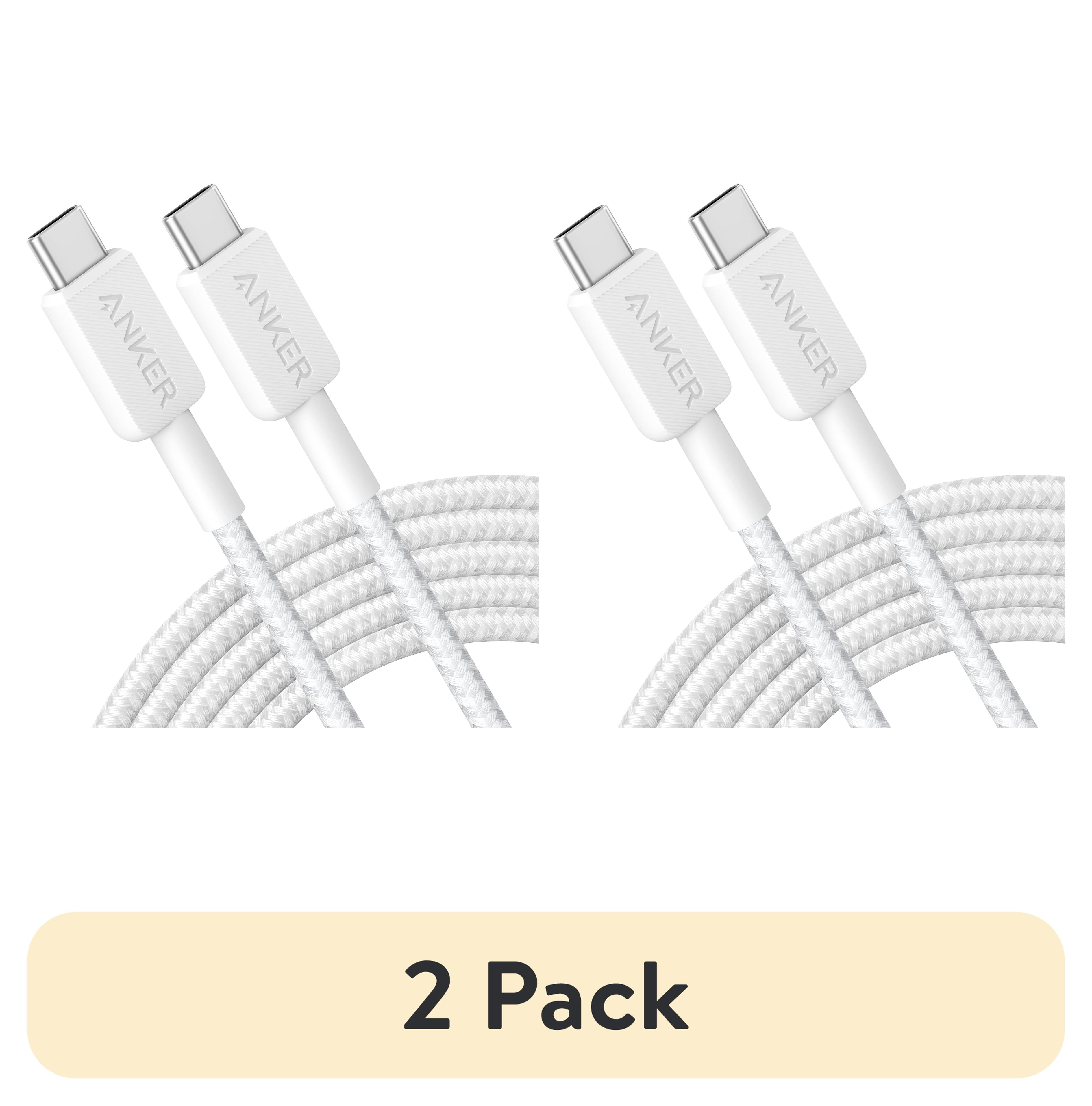 (2 pack) Anker Braided USB-C to USB-C Cable (10 ft) - Walmart.com